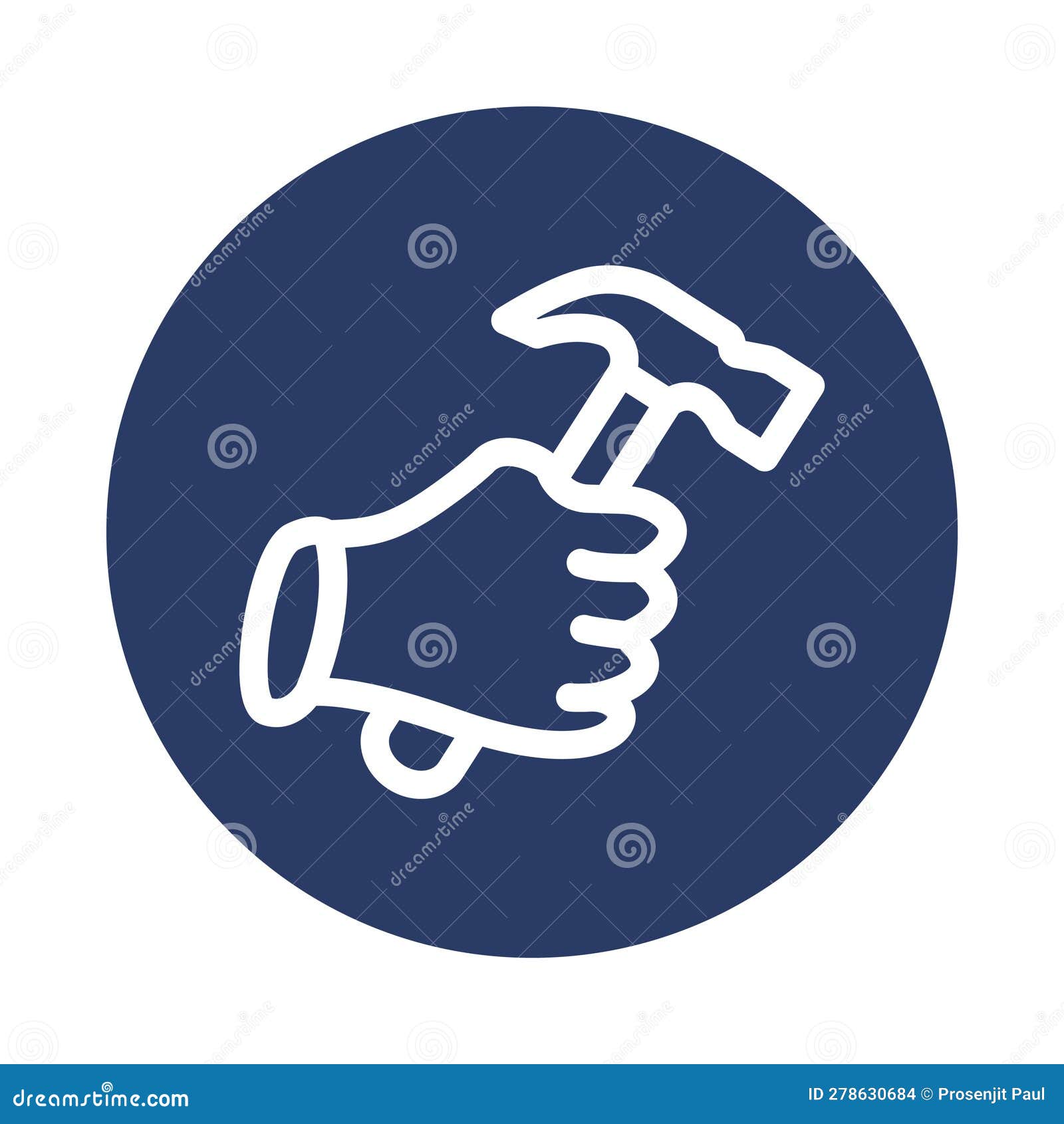 Hand, Hammer, Work Tools. Hammer on Hand Icon Stock Vector ...