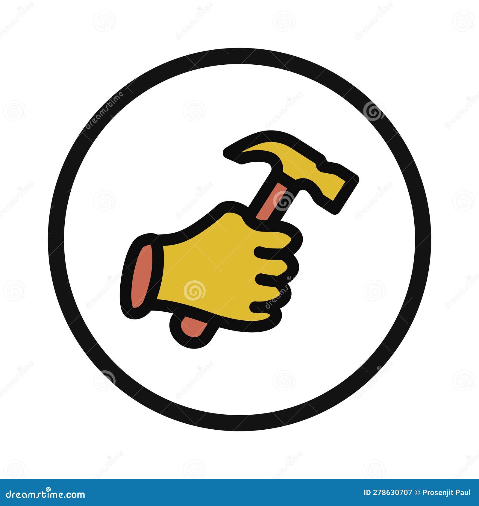 Hand, Hammer, Work Tools. Hammer on Hand Icon Stock Vector ...