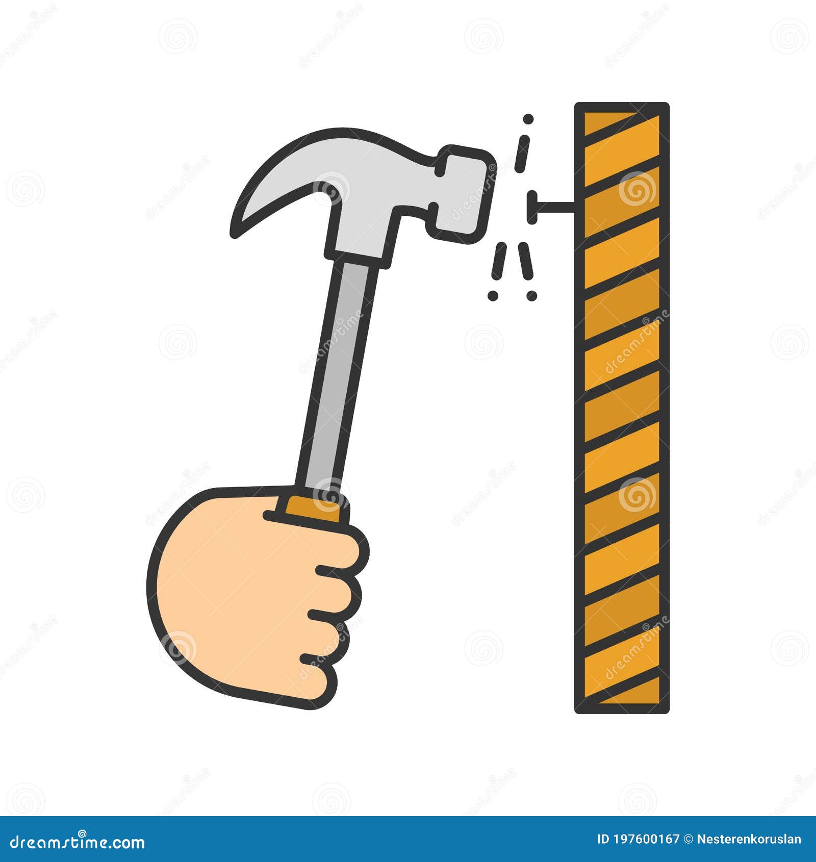 Hand Hammering Nail Color Icon Stock Vector - Illustration of icon ...