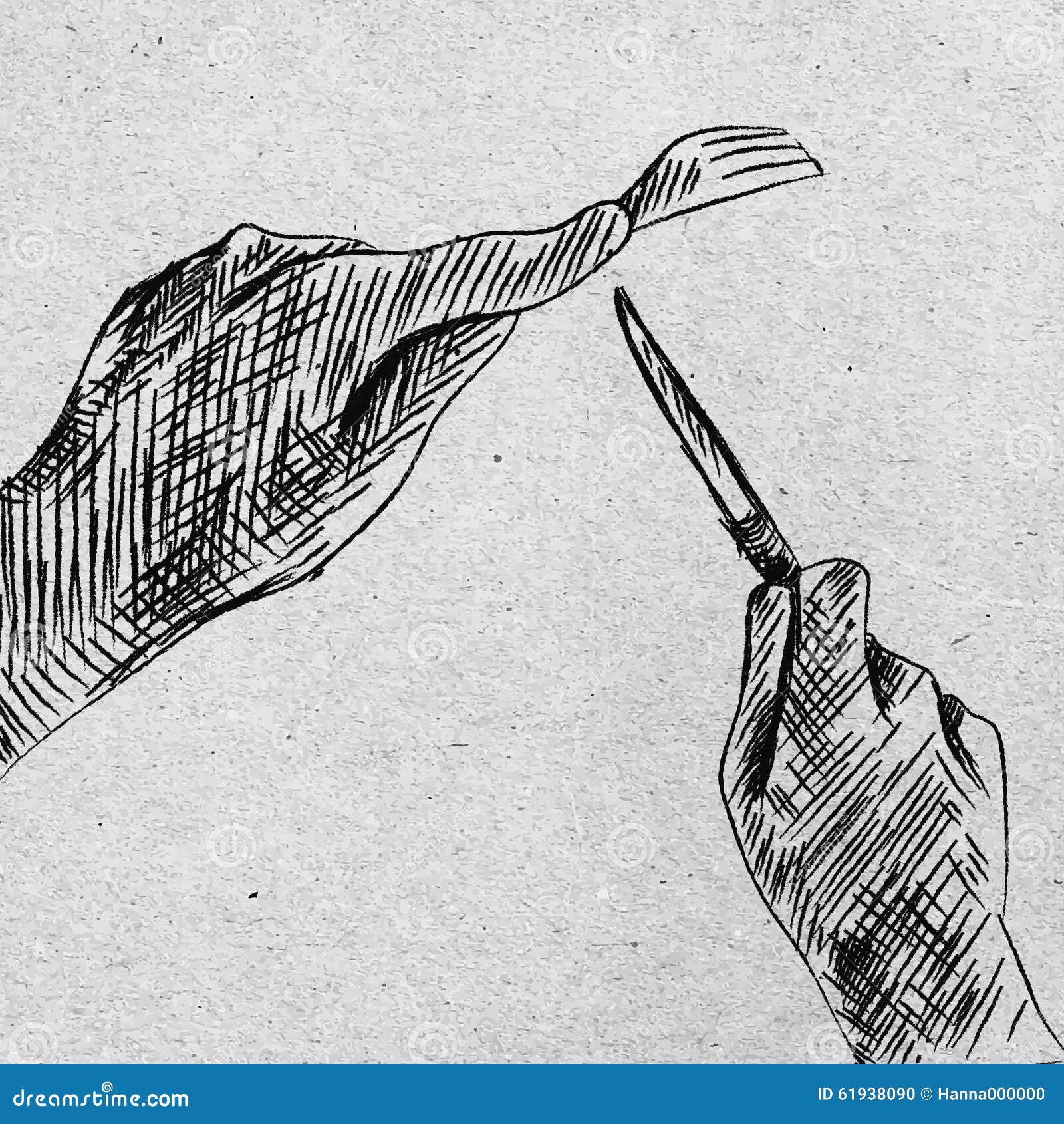 Hand With A Knife. Vector Sketch On White Background. The Killer`s Hand ...