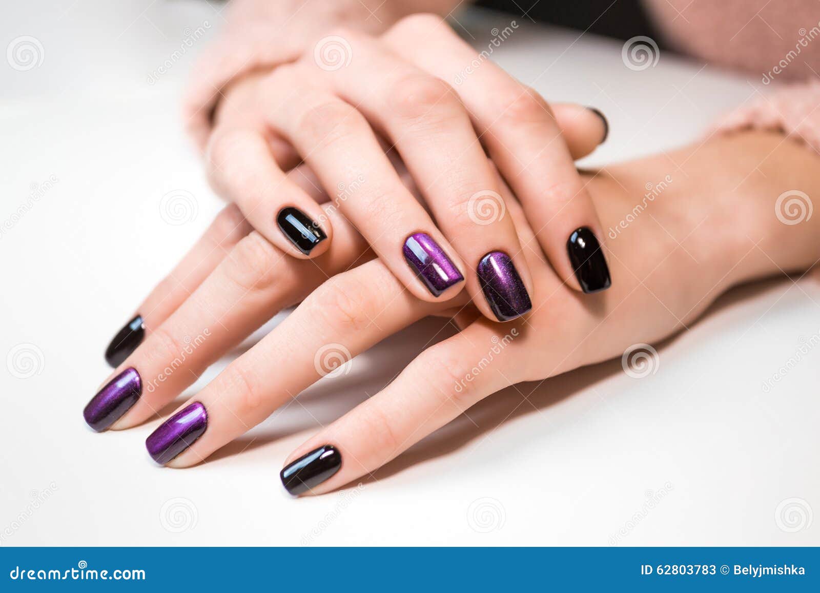 Hand on Hand with Nice Manicure Stock Image - Image of closeup, service ...