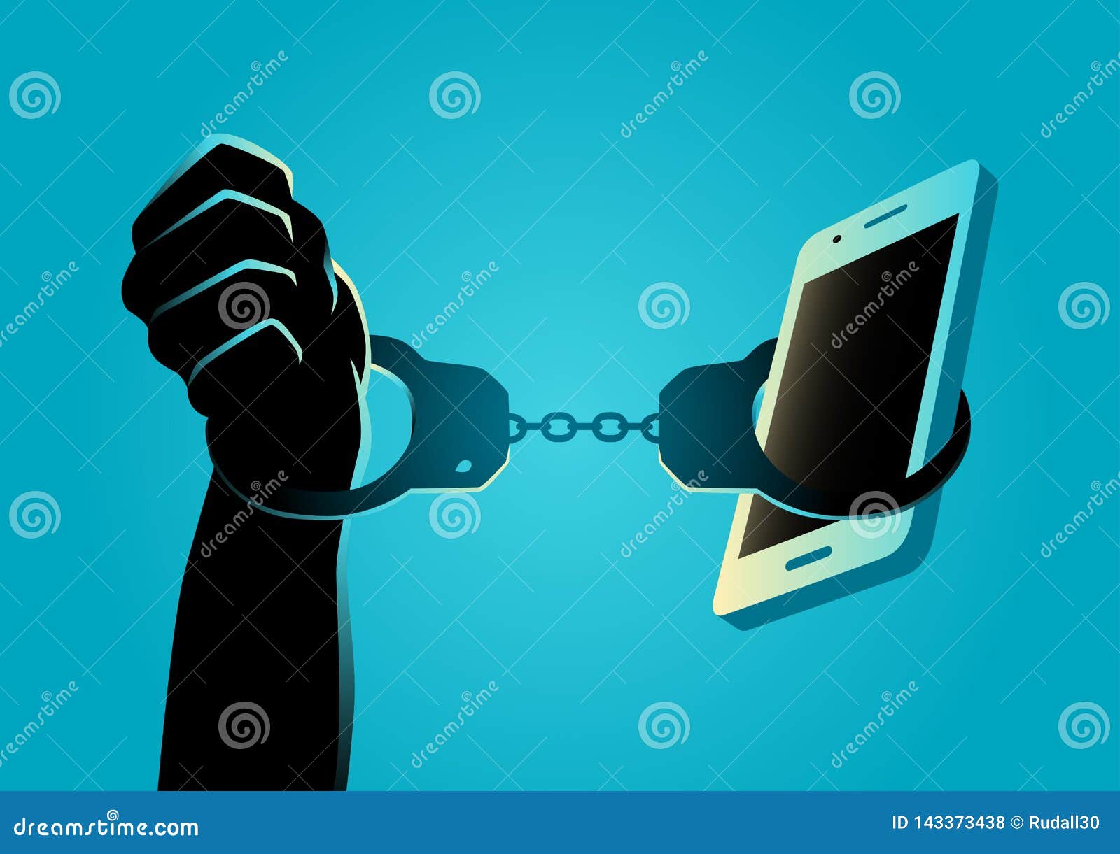 Hand Handcuffed To Smartphone, Social Media Addiction, Digital ...