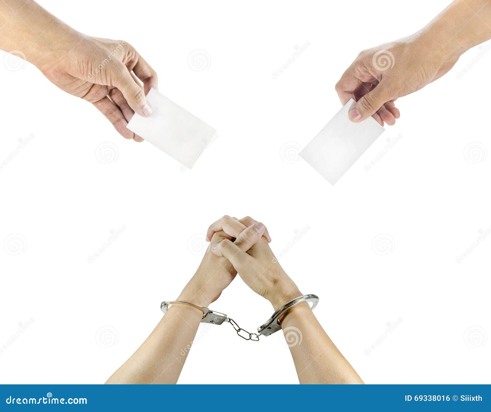 Hand with Handcuffs and Hand with Card Stock Photo - Image of control ...