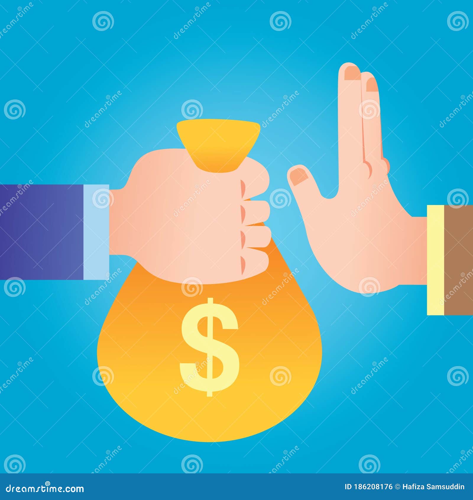 Hand Handing Over Money Bag. Vector Illustration Decorative Design ...