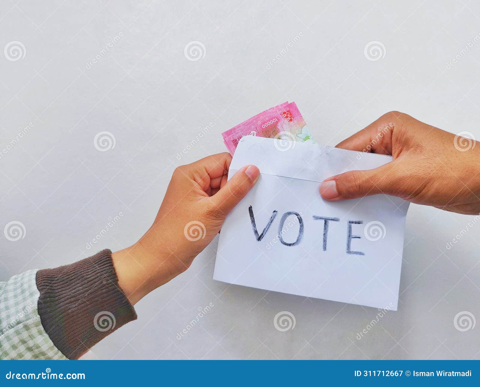 The Hand that is Handing Over a White Envelope Containing 100,000 ...