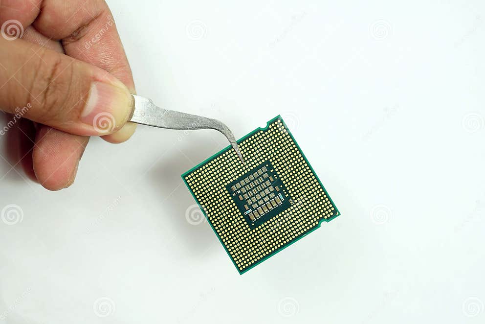 A Hand Handle the CPU with a Attach Handle Tool. Stock Image - Image of ...