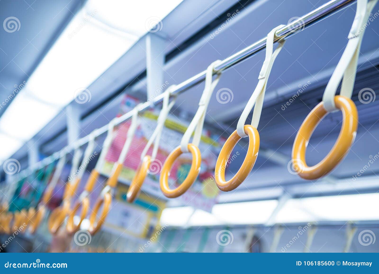 Hand Handle for Passengers in the Public Subway Train Stock Photo ...