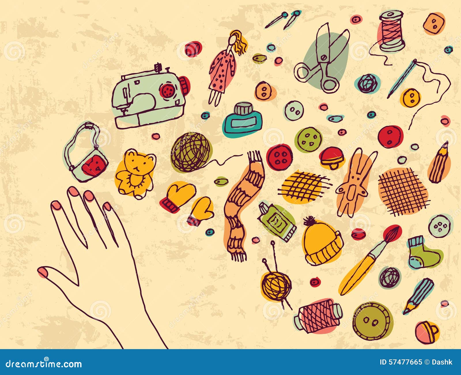 Hand with Handmade Inspiration and Objects Stock Vector - Illustration ...