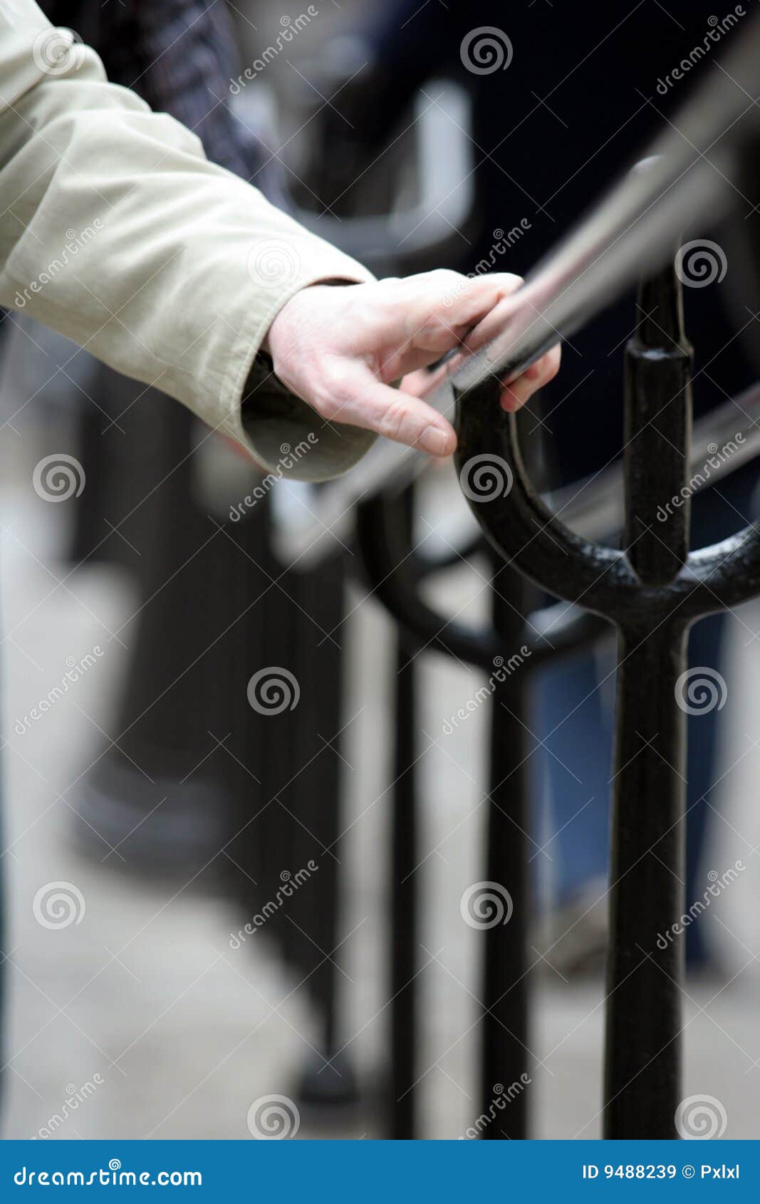 Hand on a handrail stock image. Image of modern, interior - 9488239