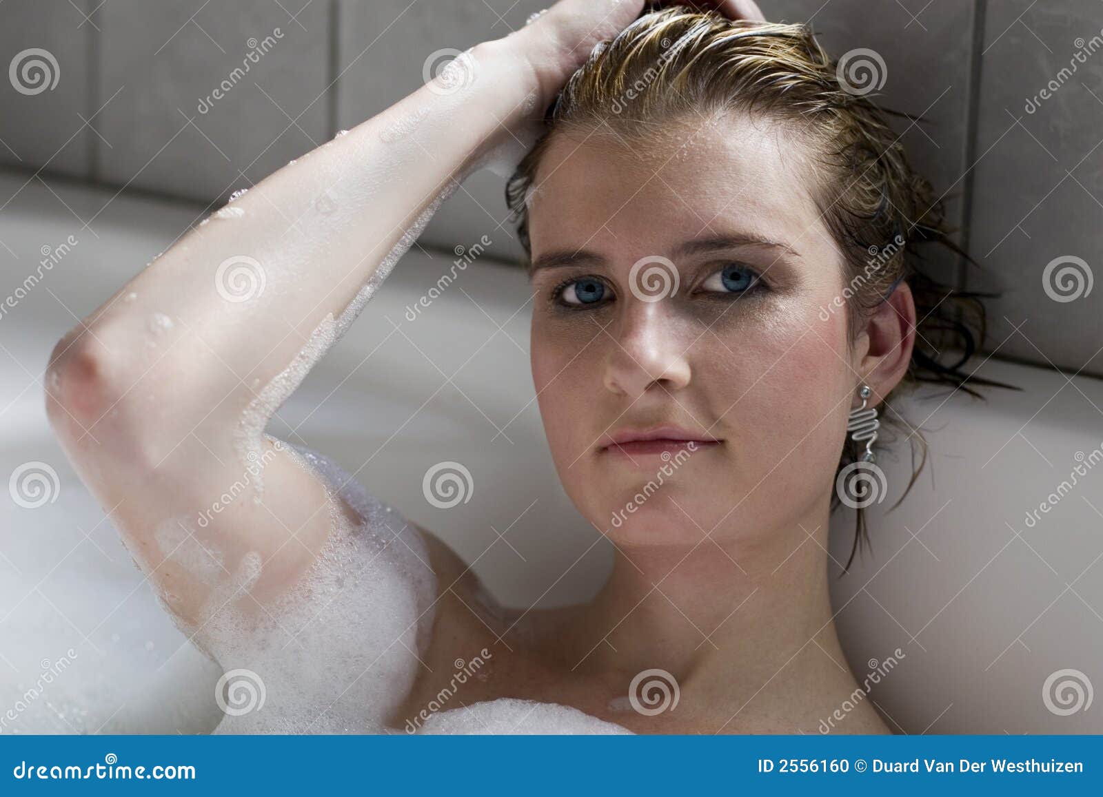 Hand on head bath stock photo. Image of appealing, bathroom - 2556160