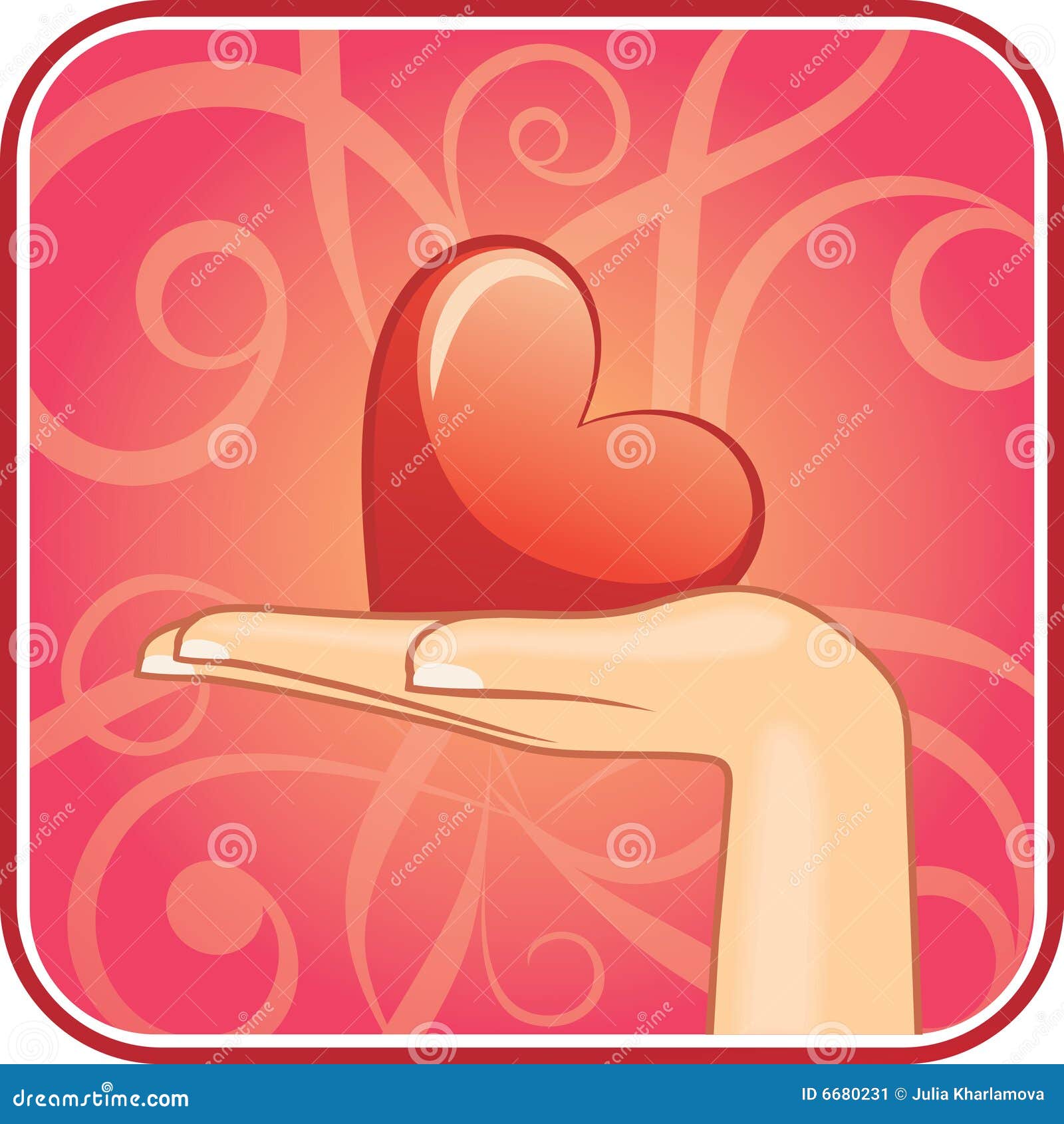 Hand with Heart on the Floral Background Stock Illustration ...