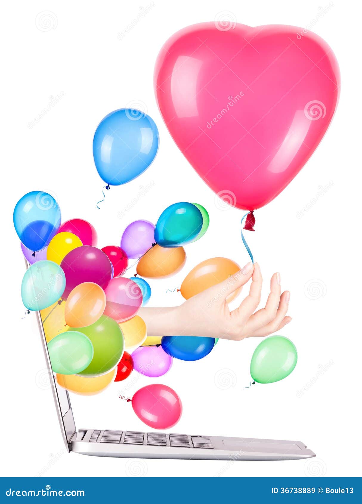 Hand with a Heart - Gift and Laptop Stock Image - Image of offer ...