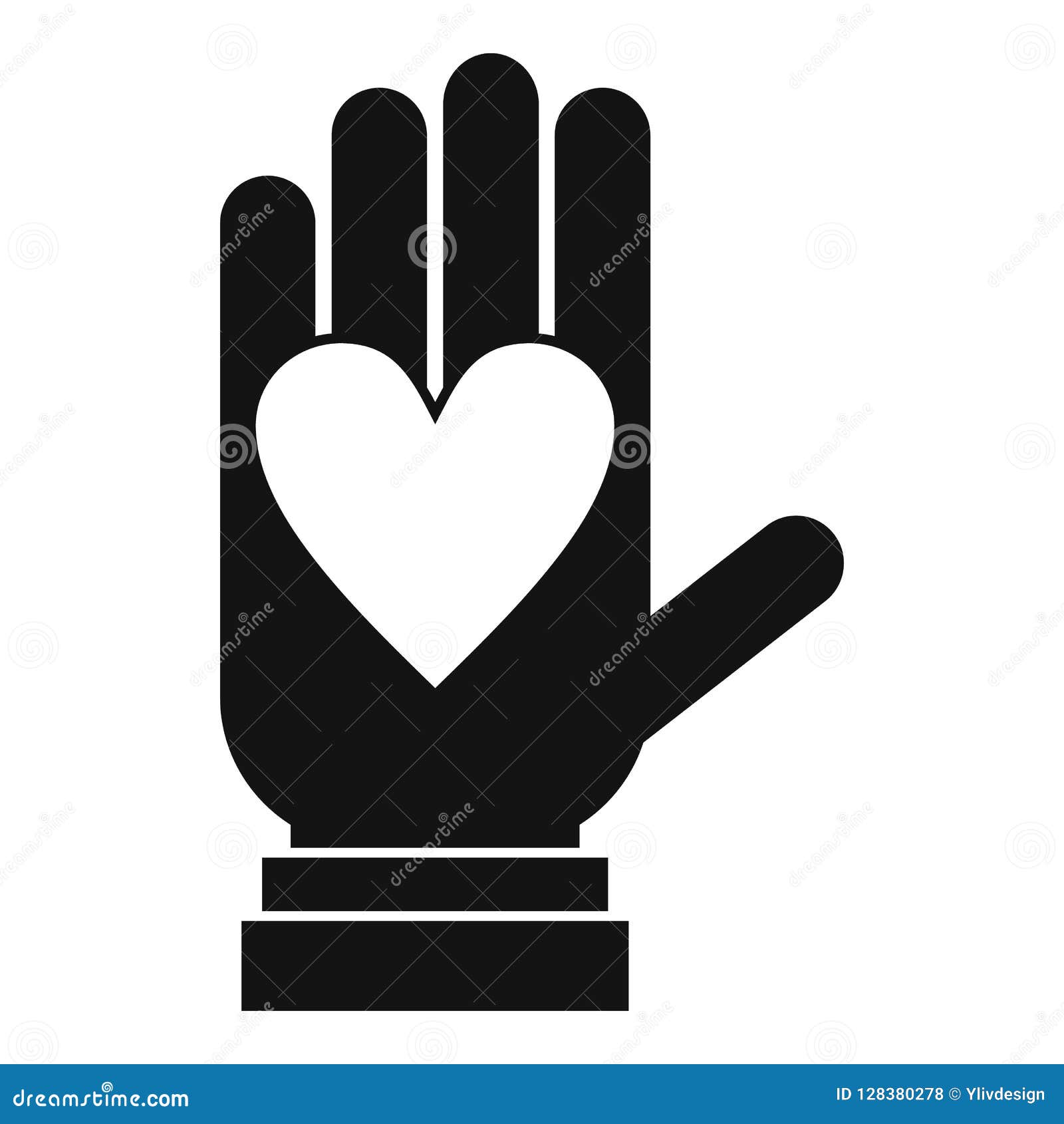 Hand with Heart Icon, Simple Style Stock Illustration - Illustration of ...
