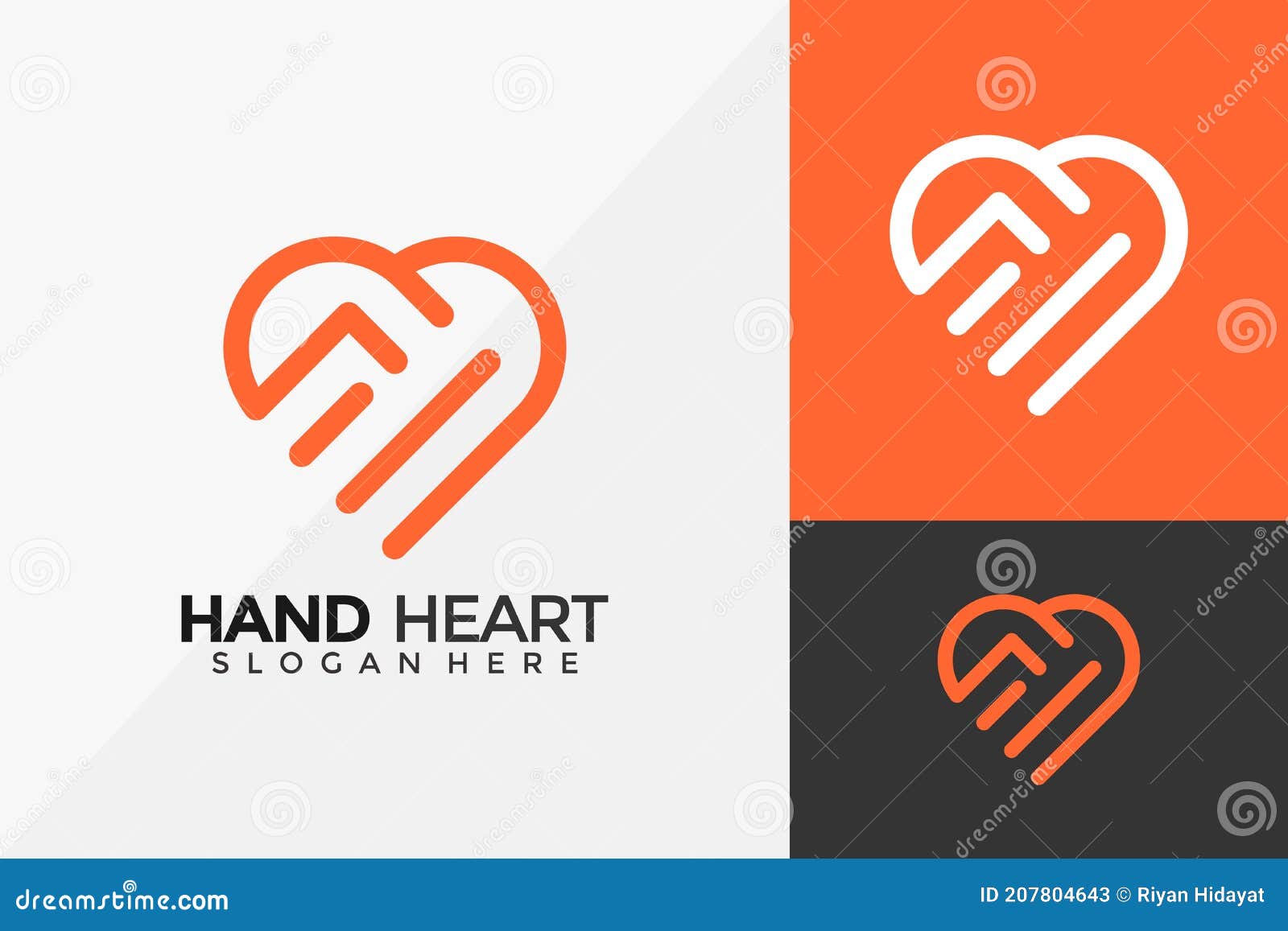 Hand Heart Logo Design, Modern Logo Designs Vector Illustration ...