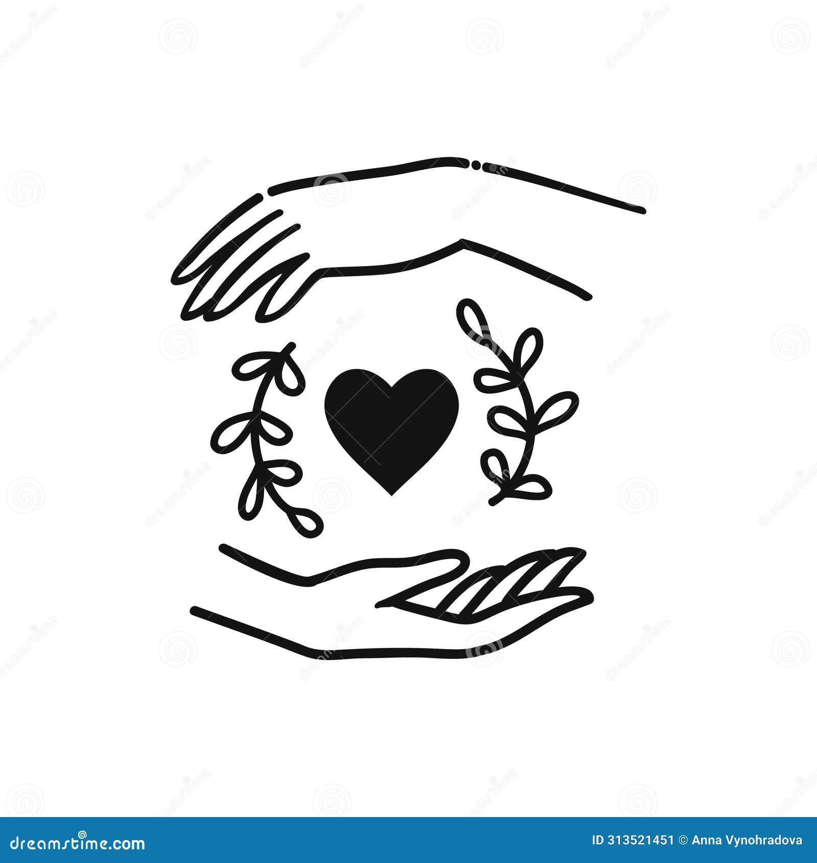 Hand with Heart. Self-care. Vector Illustration. Stock Vector ...