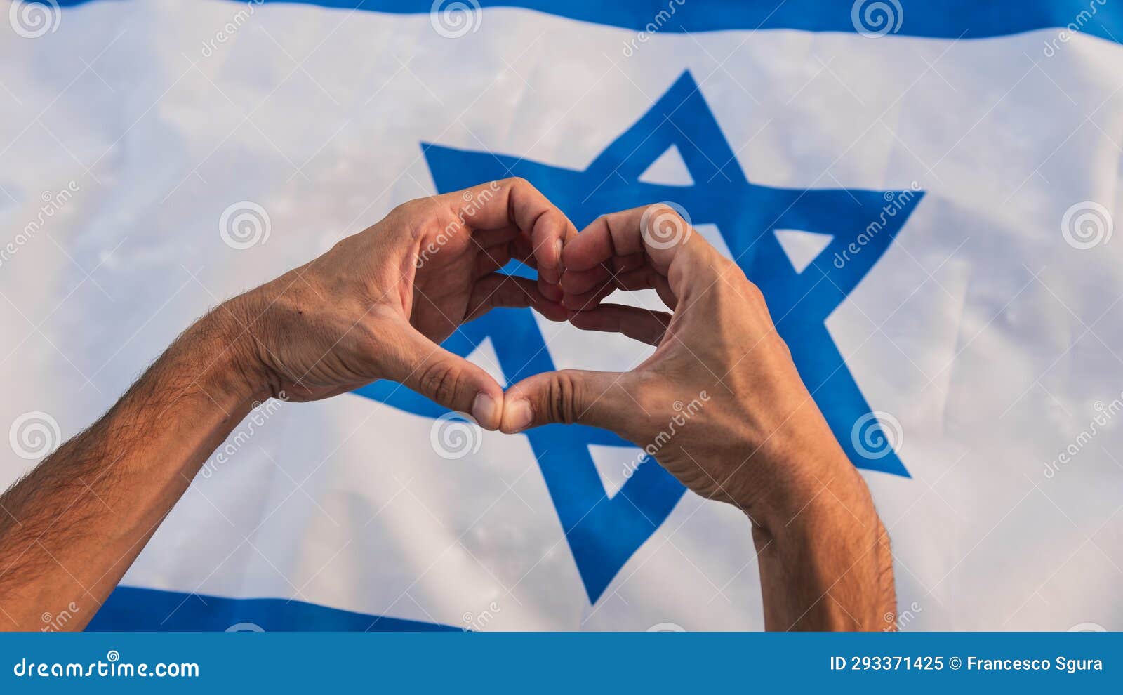Hand in Heart Shape on Israel Flag Stock Image - Image of wind, star ...