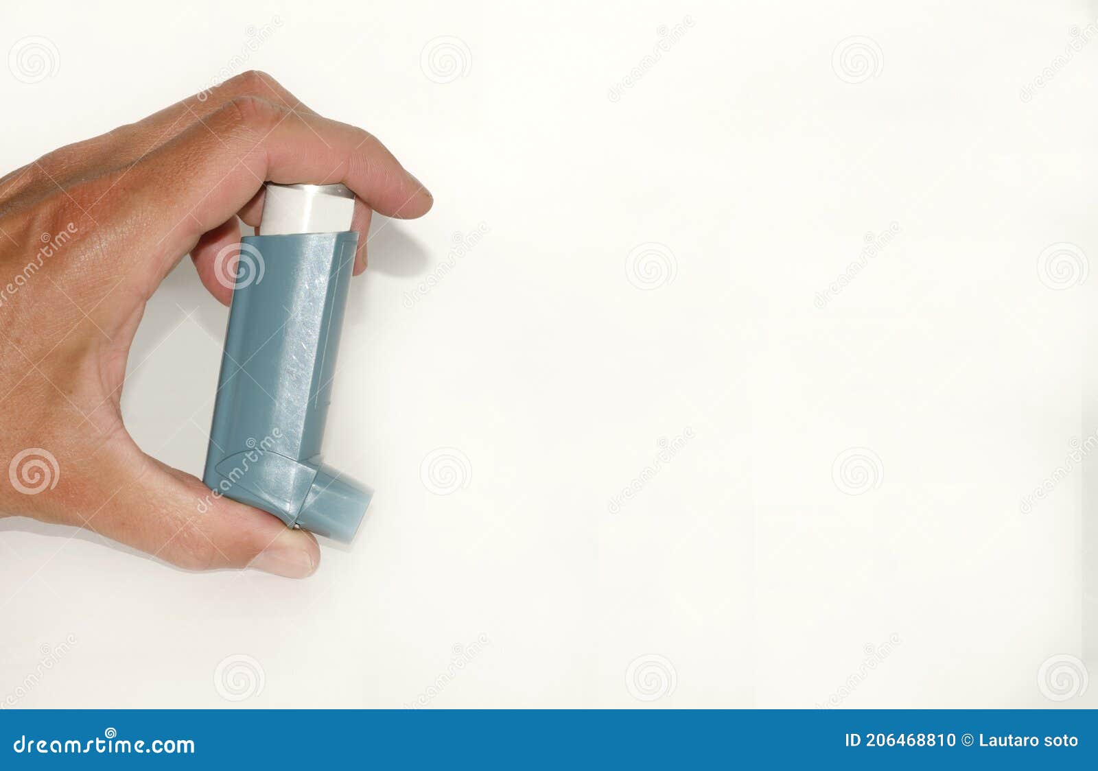 Hand Held Asthma Spray Horizontal with Copy Space Stock Photo - Image ...