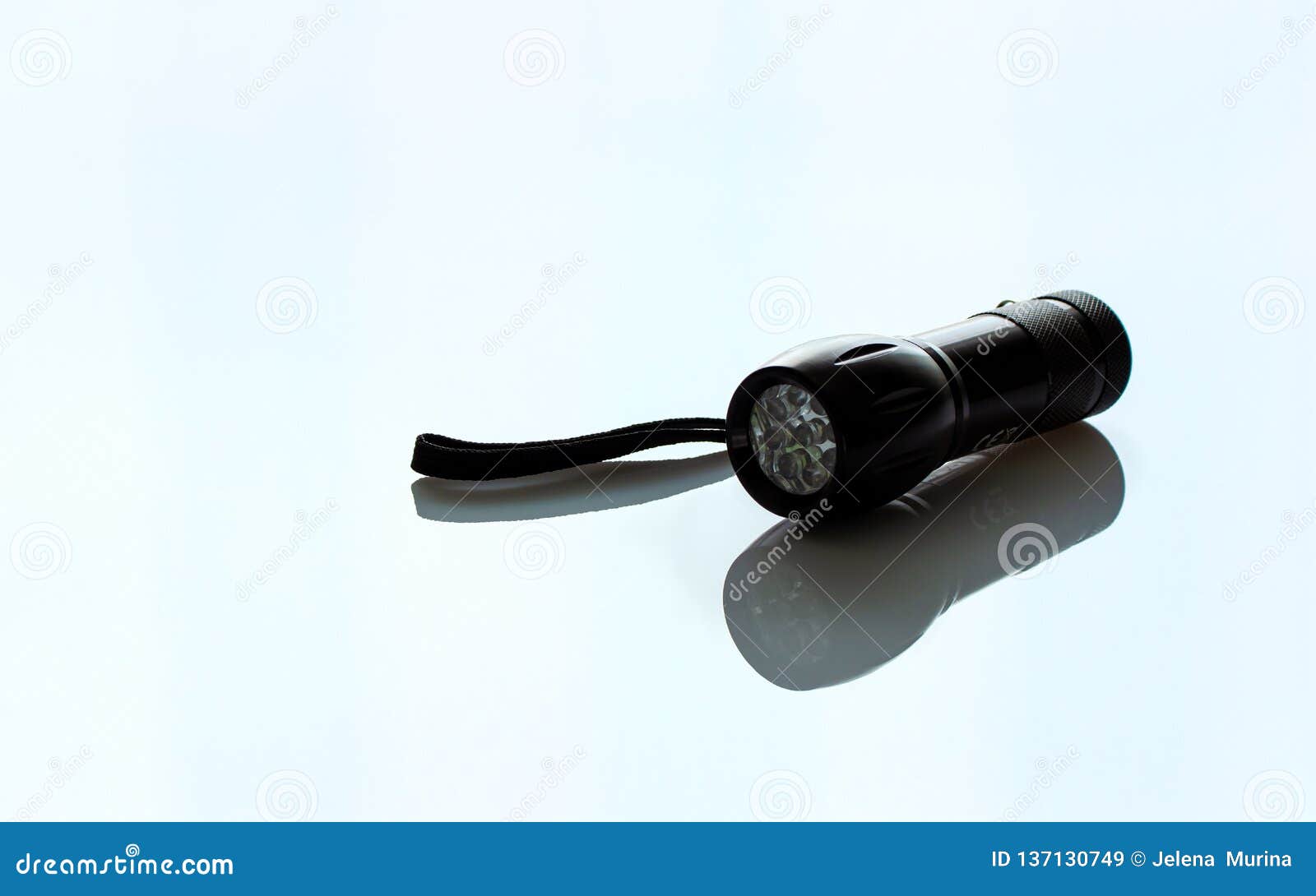 Hand Held Black Metal Flashlight Stock Image - Image of power, steel ...