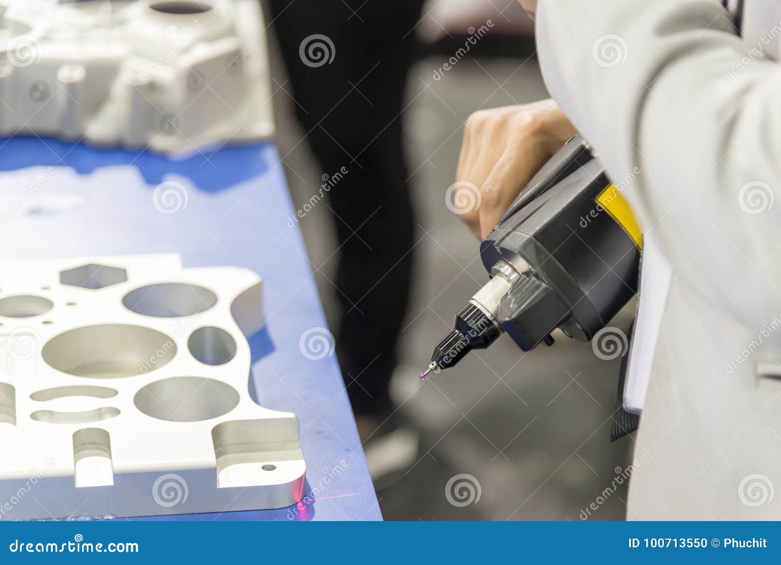 Hand Held the 3D Laser Scan Arm Stock Photo - Image of inspector ...