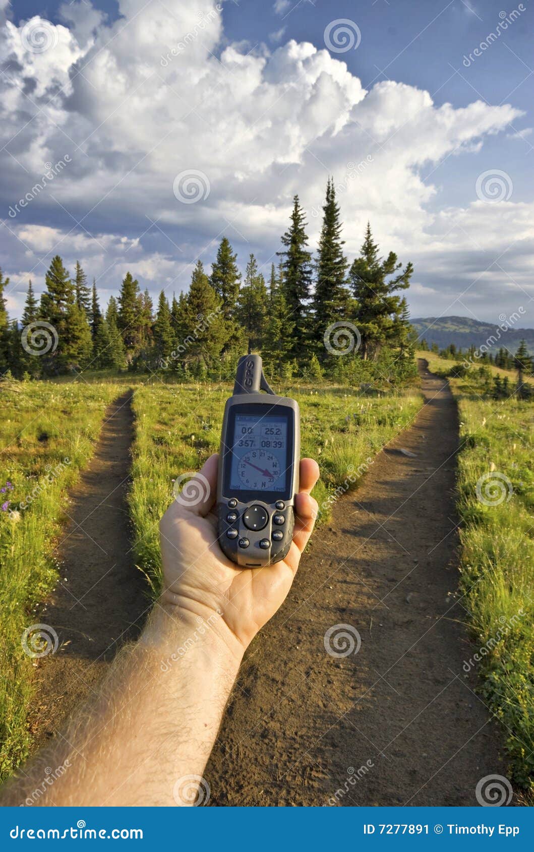 Hand-held GPS Unit at Trail Fork Stock Image - Image of navigation ...