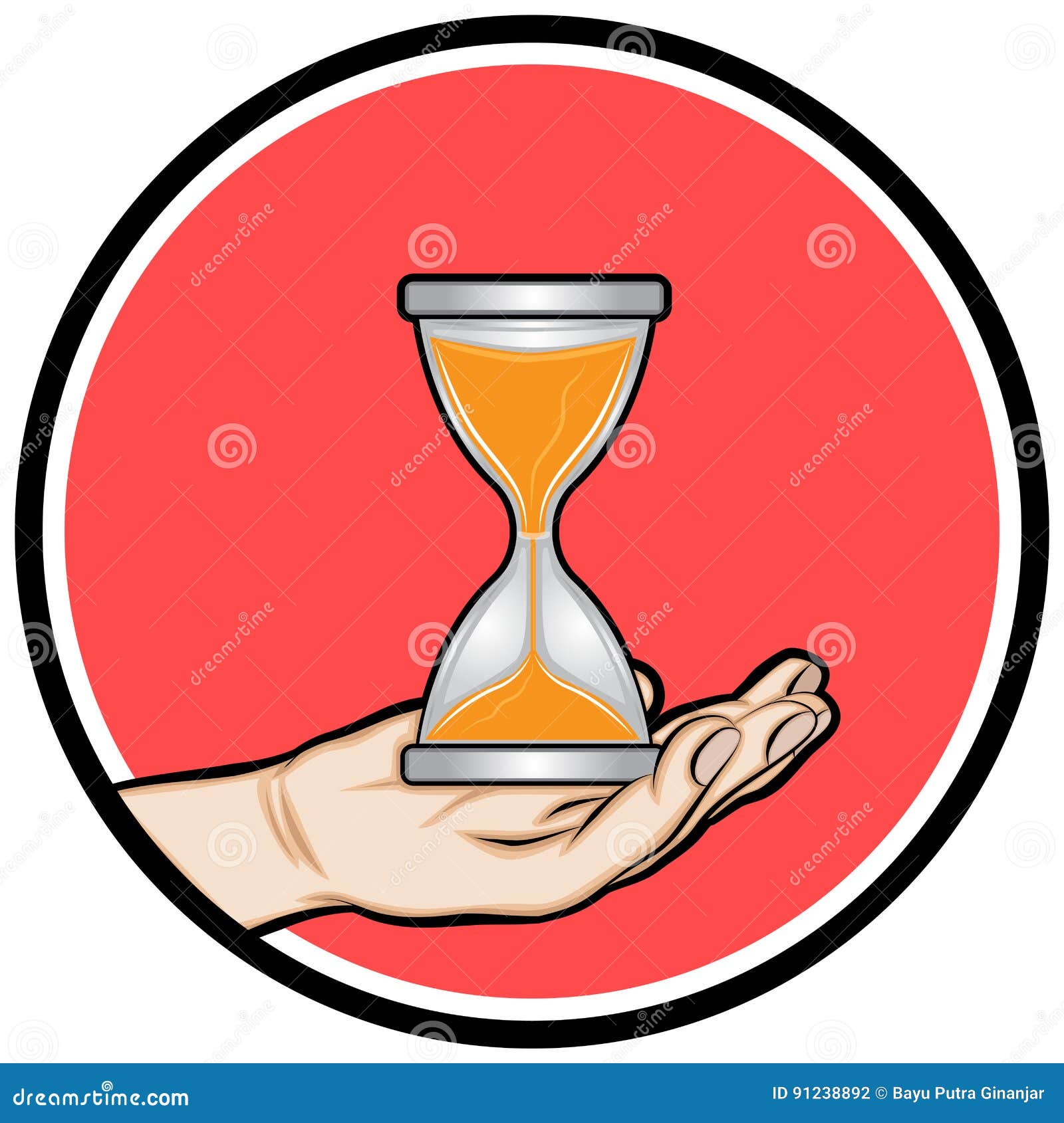Hand held an hourglass stock vector. Illustration of painting - 91238892