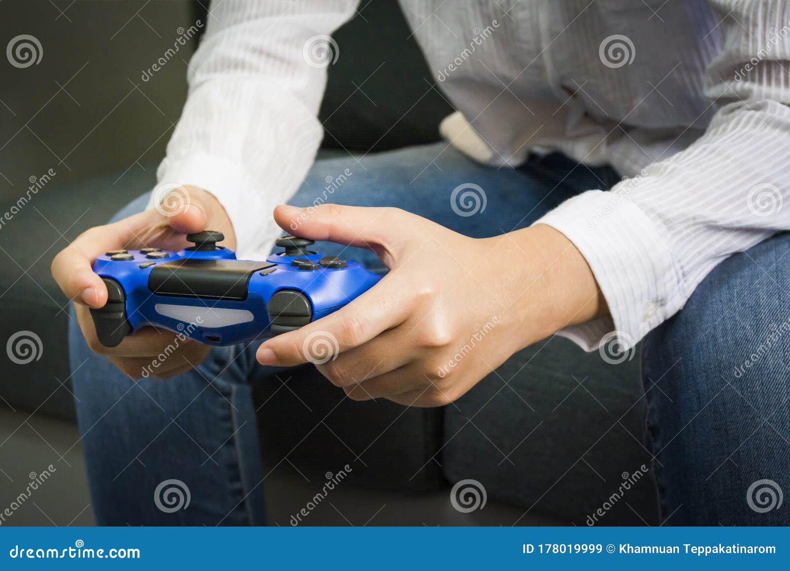 A Hand that Held Joystick Controller Stock Image - Image of game, home ...