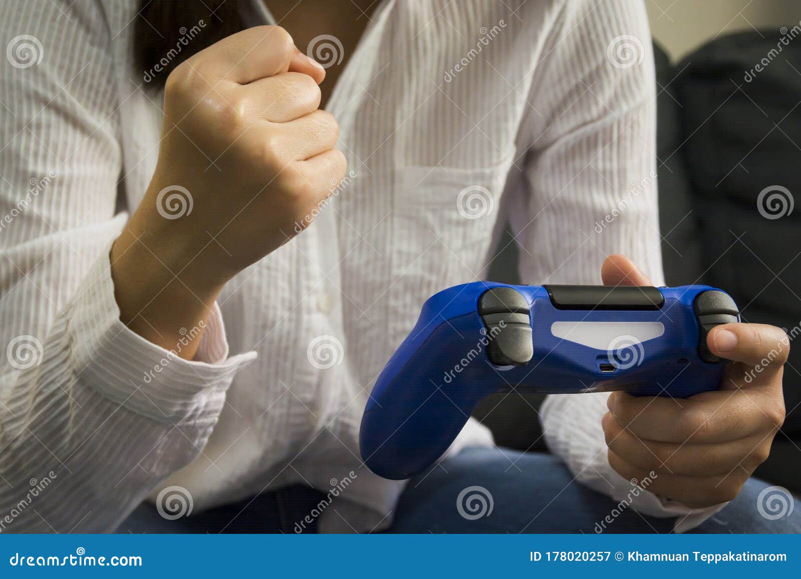 A Hand that Held Joystick Controller Was Playing a Video Game Stock ...
