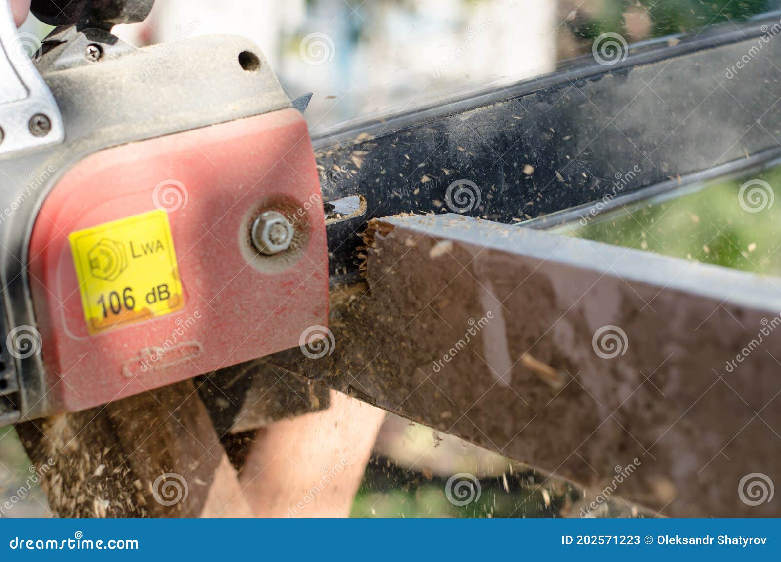 Hand-held Power Saw in the Process of Work Close-up Stock Image - Image ...