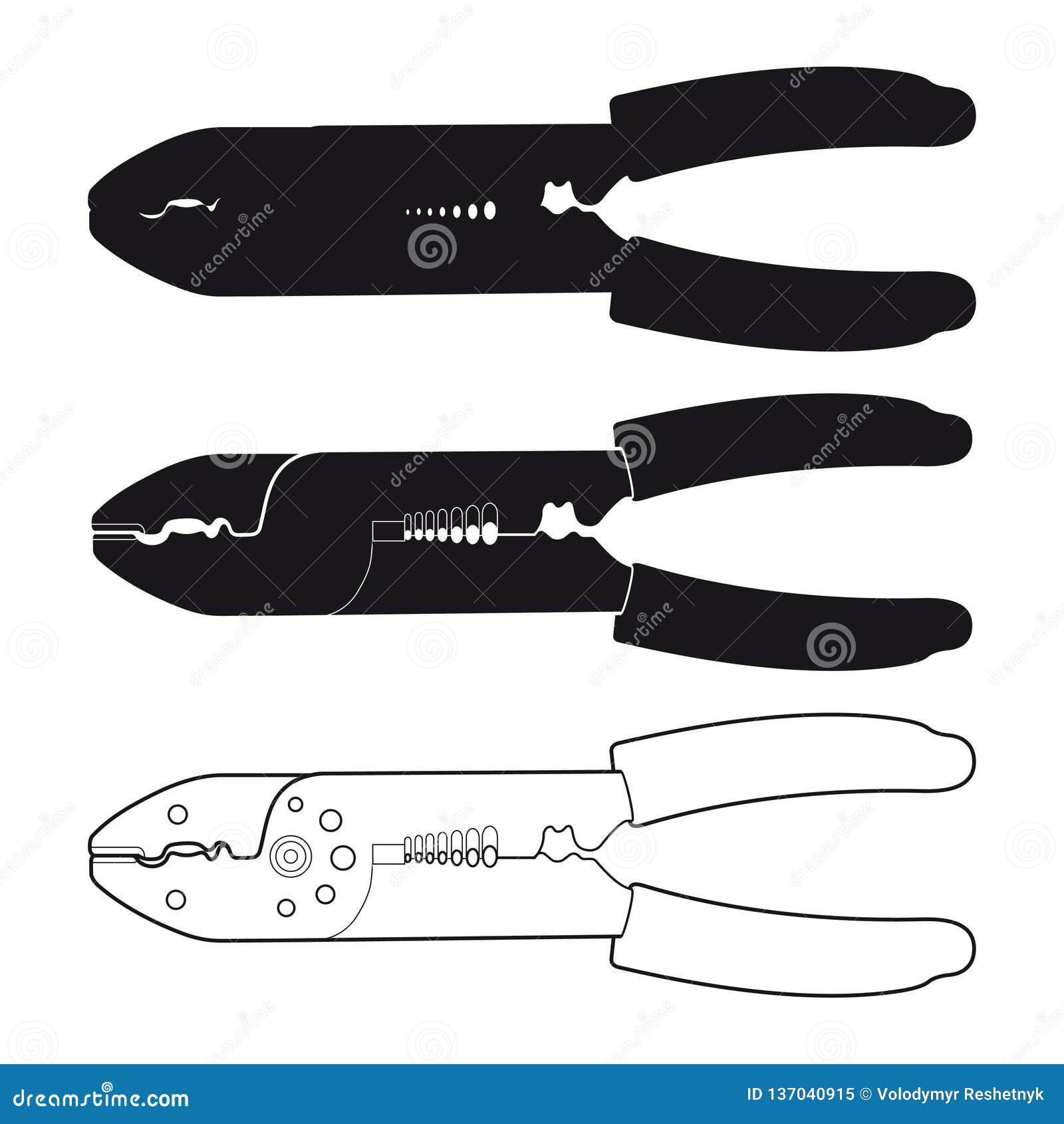 Hand-held Wire Stripper Vector Icon in Black and White Stock ...