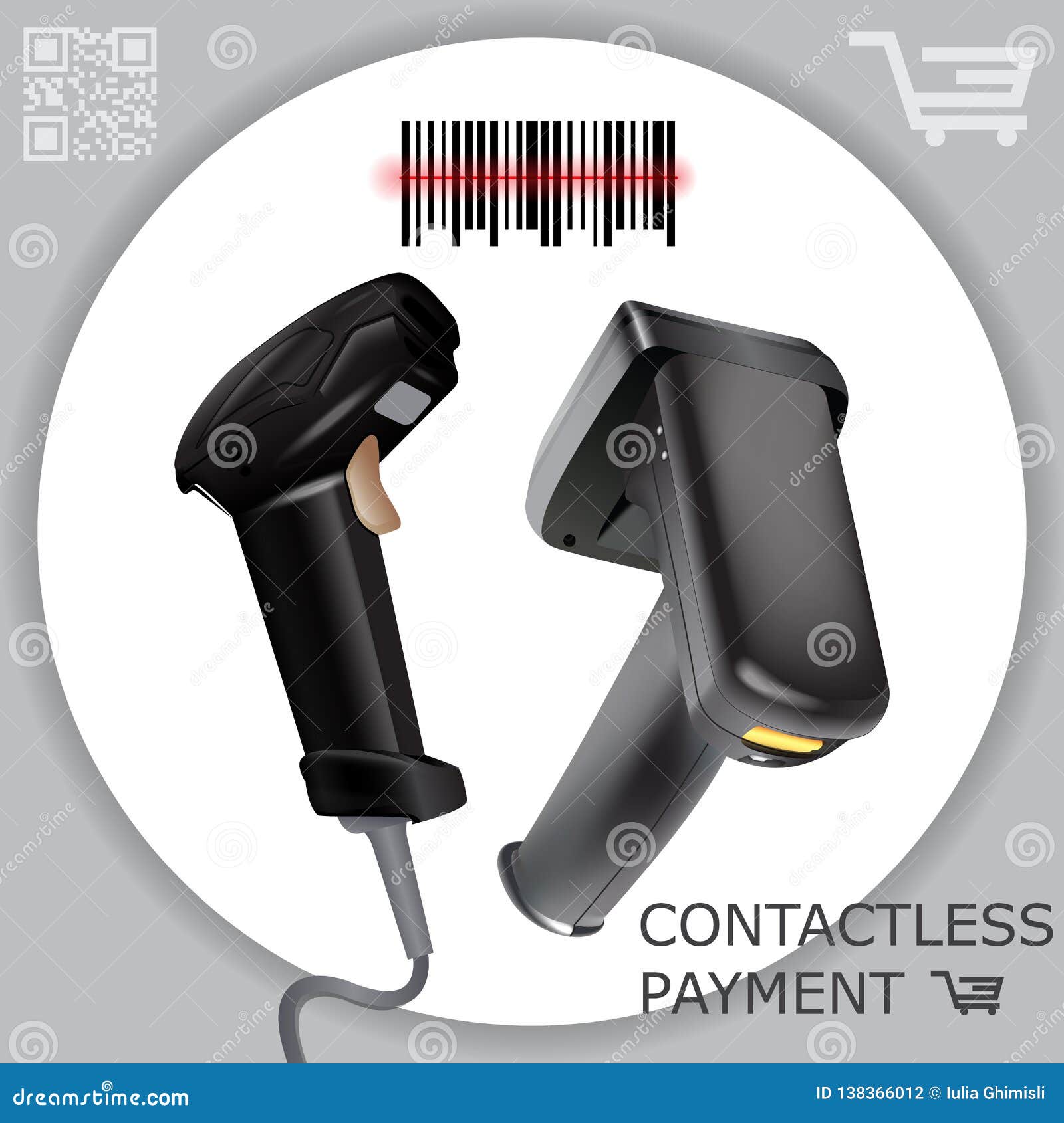 Hand Held Wireless Barcode Scanner Reader Scanning Bar Code on White ...