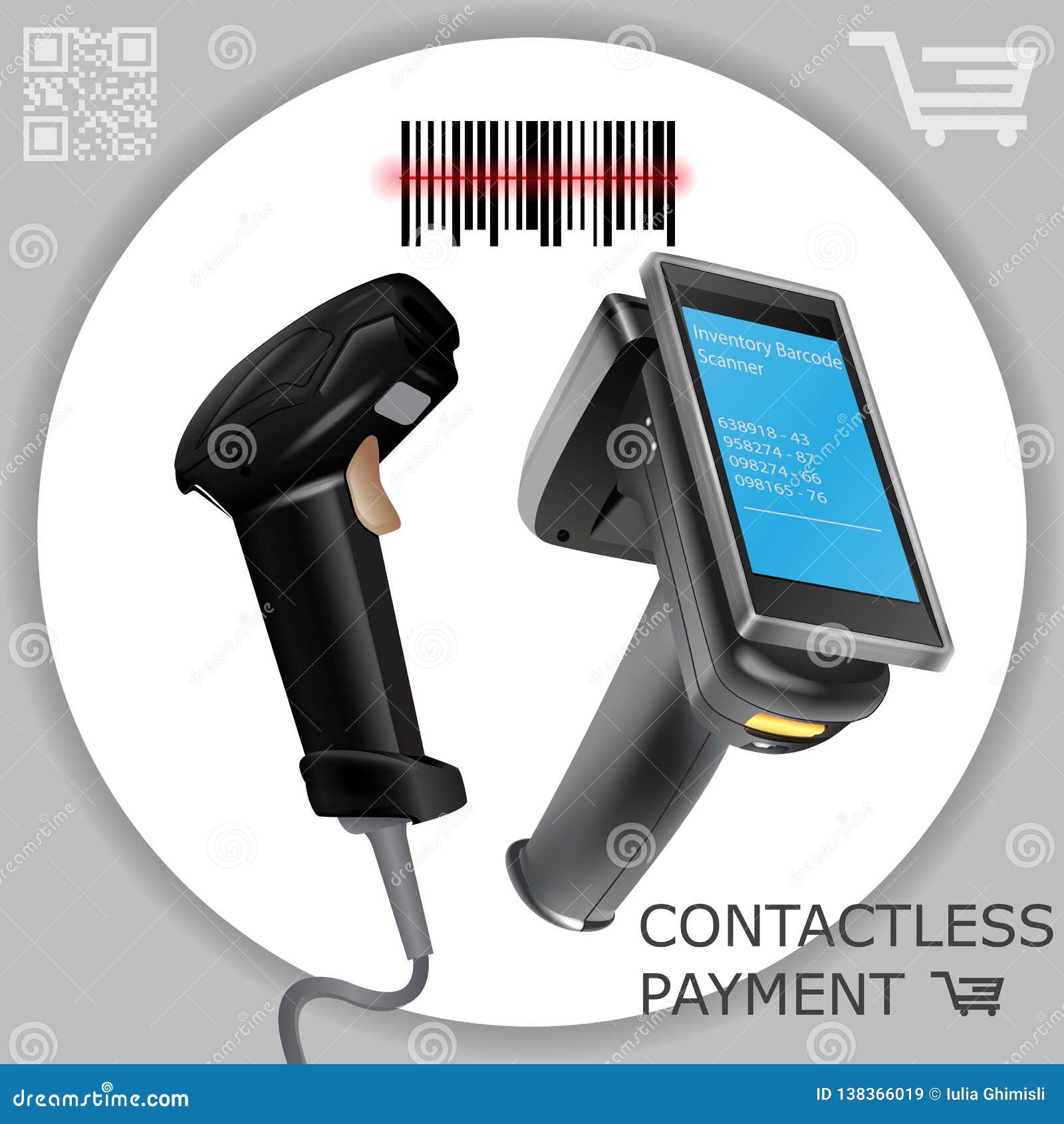 Hand Held Wireless Barcode Scanner Reader Scanning Bar Code On White ...