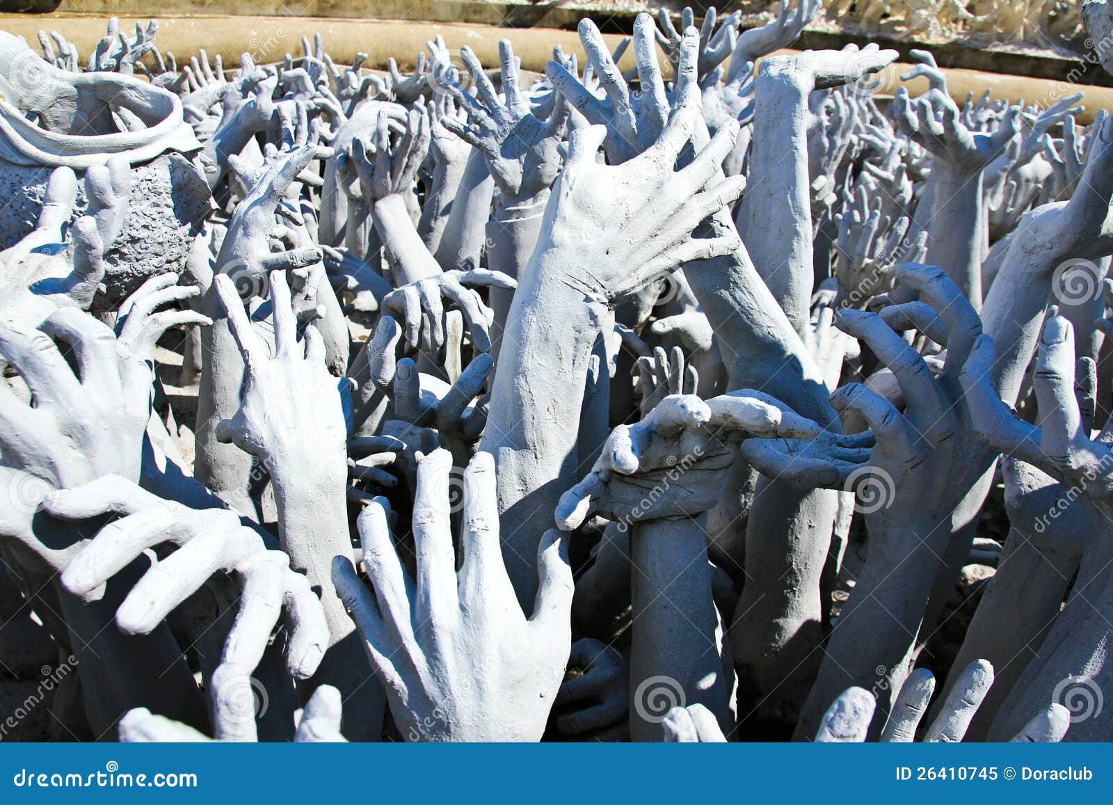 Hand from Hell at Rong Khun Temple Stock Image - Image of reflection ...