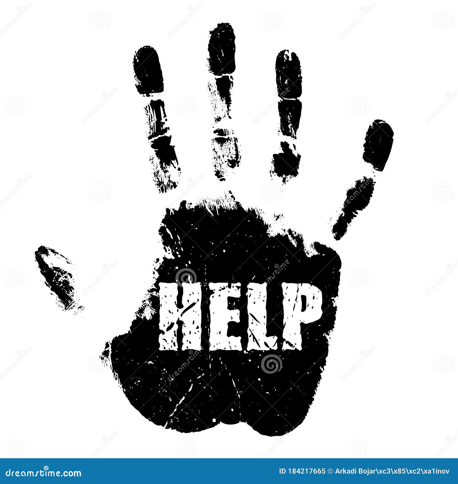 Hand with help text stock vector. Illustration of dangerous - 184217665