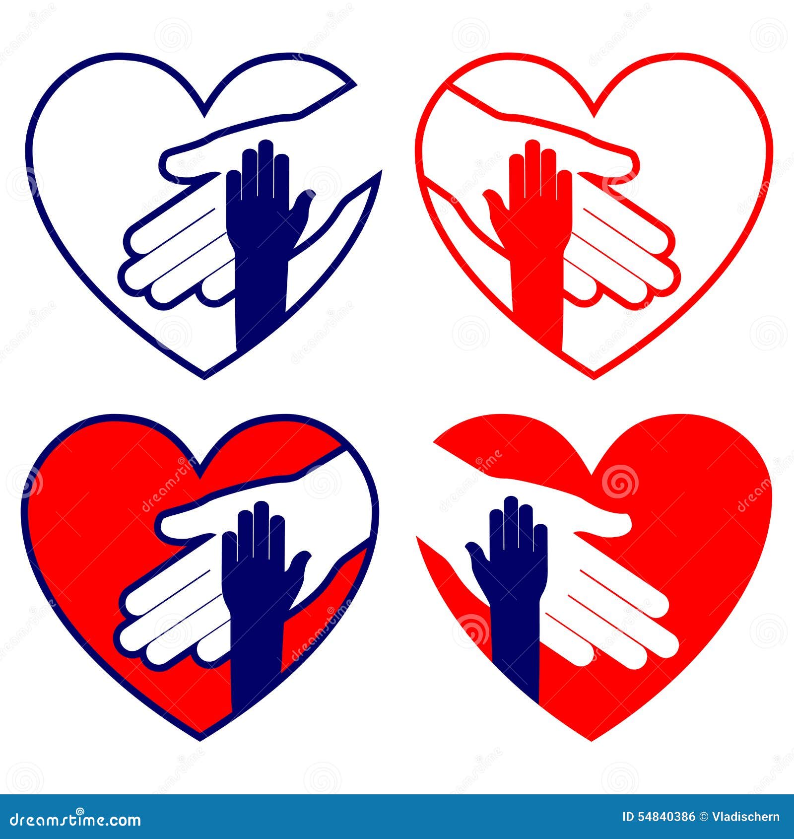 Hand Helping in Heart Set Vector Illustration Stock Vector ...