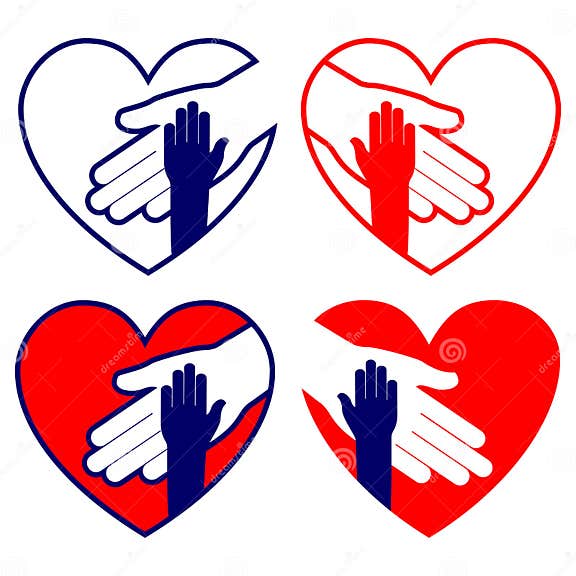 Hand Helping in Heart Set Vector Illustration Stock Vector ...
