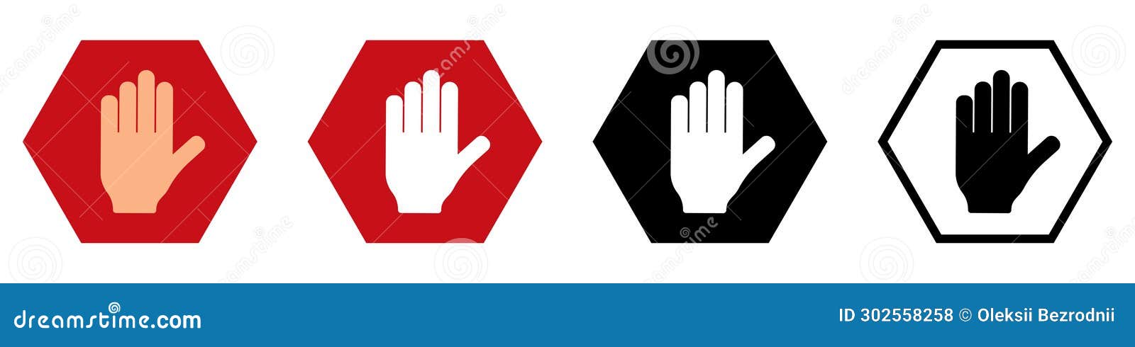 Hand in Hexagon Stop Red Sign Stock Vector - Illustration of traffic ...