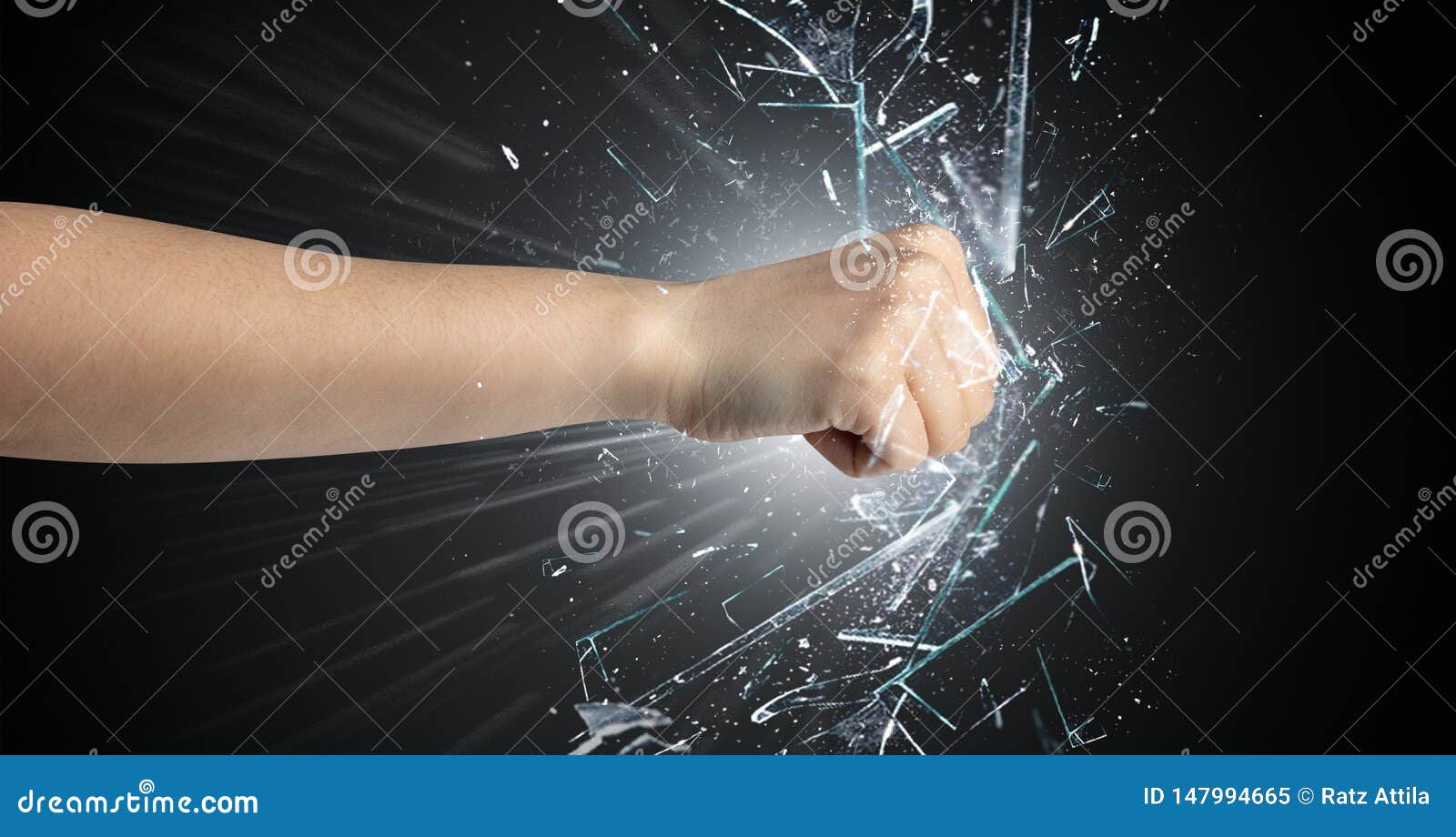 Hand Hits Intense and Breaks Glasses Stock Image - Image of large ...