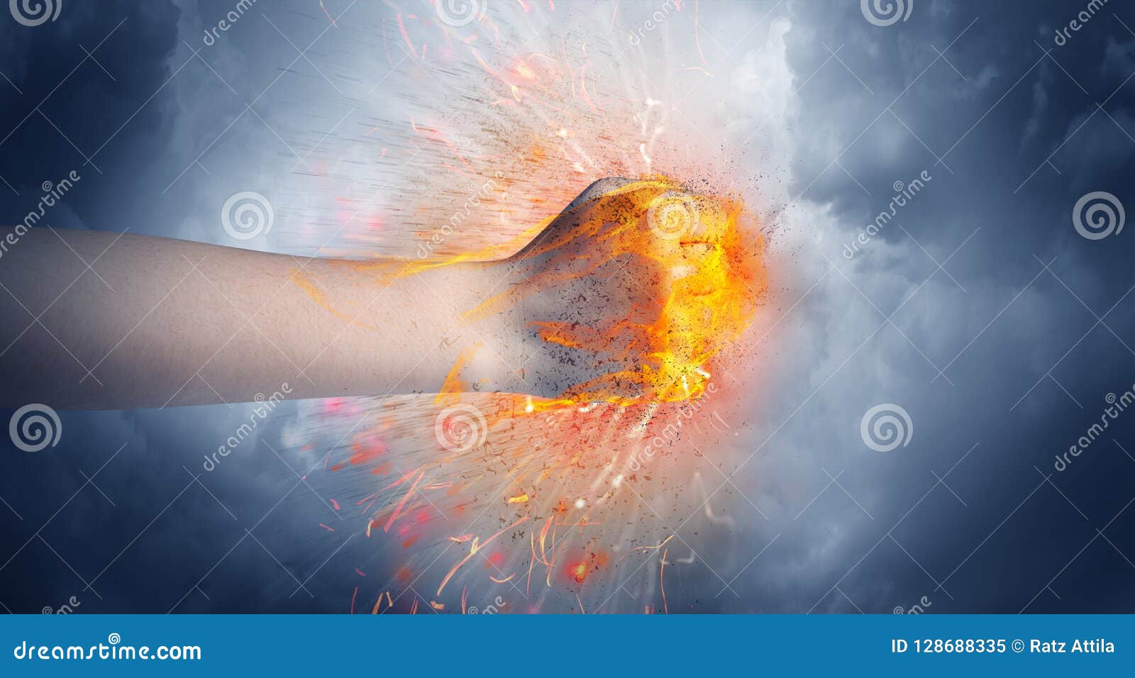Hand Hits Intense and Makes Fire Stock Image - Image of dismiss, hand ...