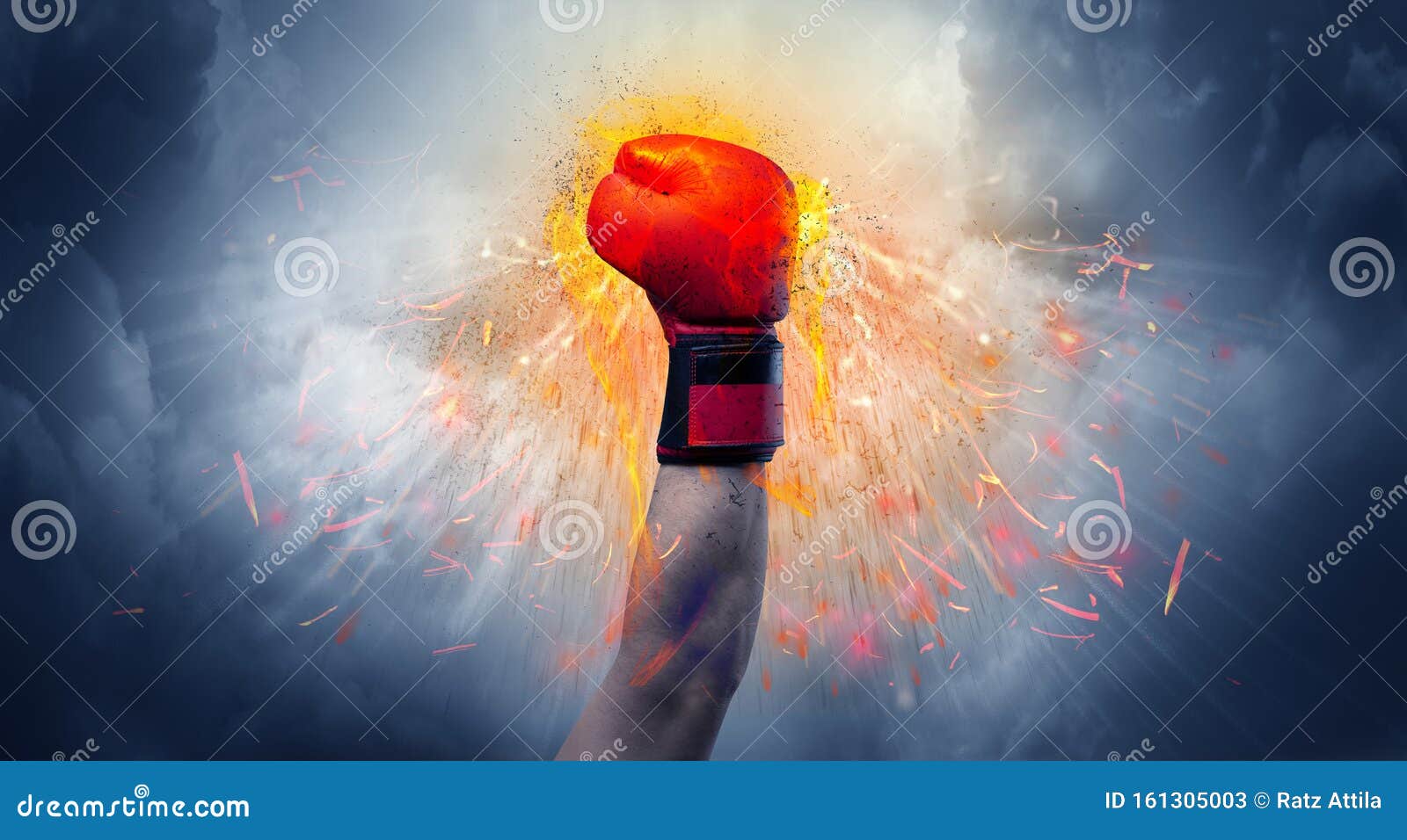 Hand Hits Intense and Makes Fire Stock Image - Image of intense ...