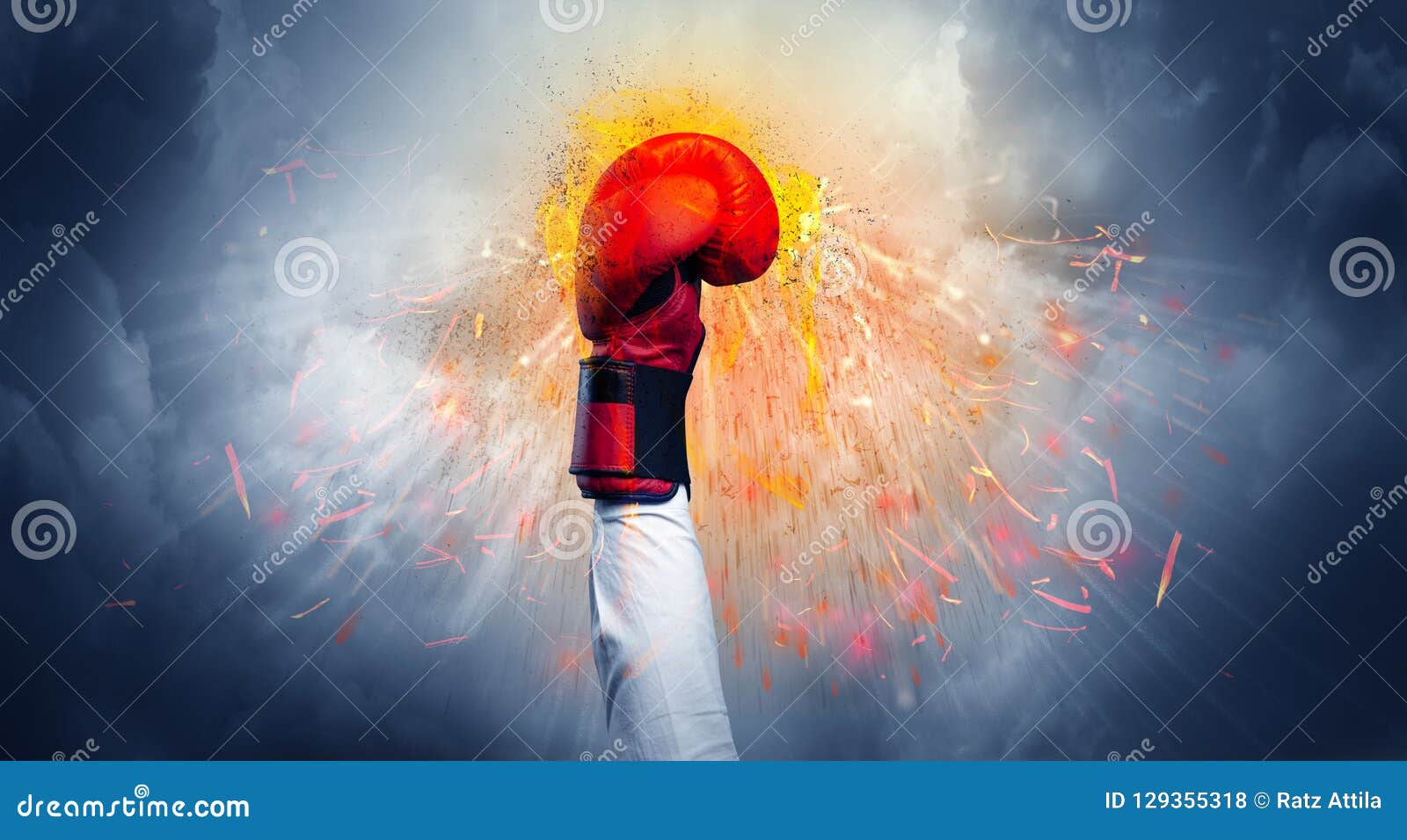 Hand Hits Intense and Makes Fire Stock Photo - Image of force ...