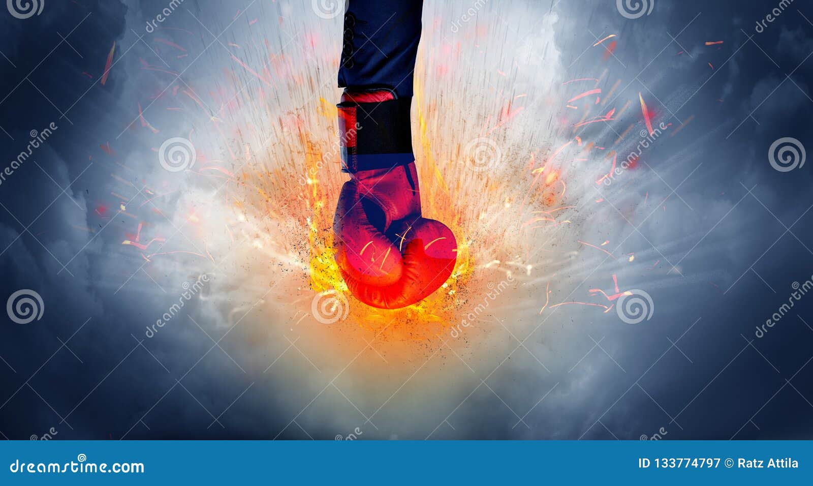 Hand Hits Intense and Makes Fire Stock Image - Image of manager ...