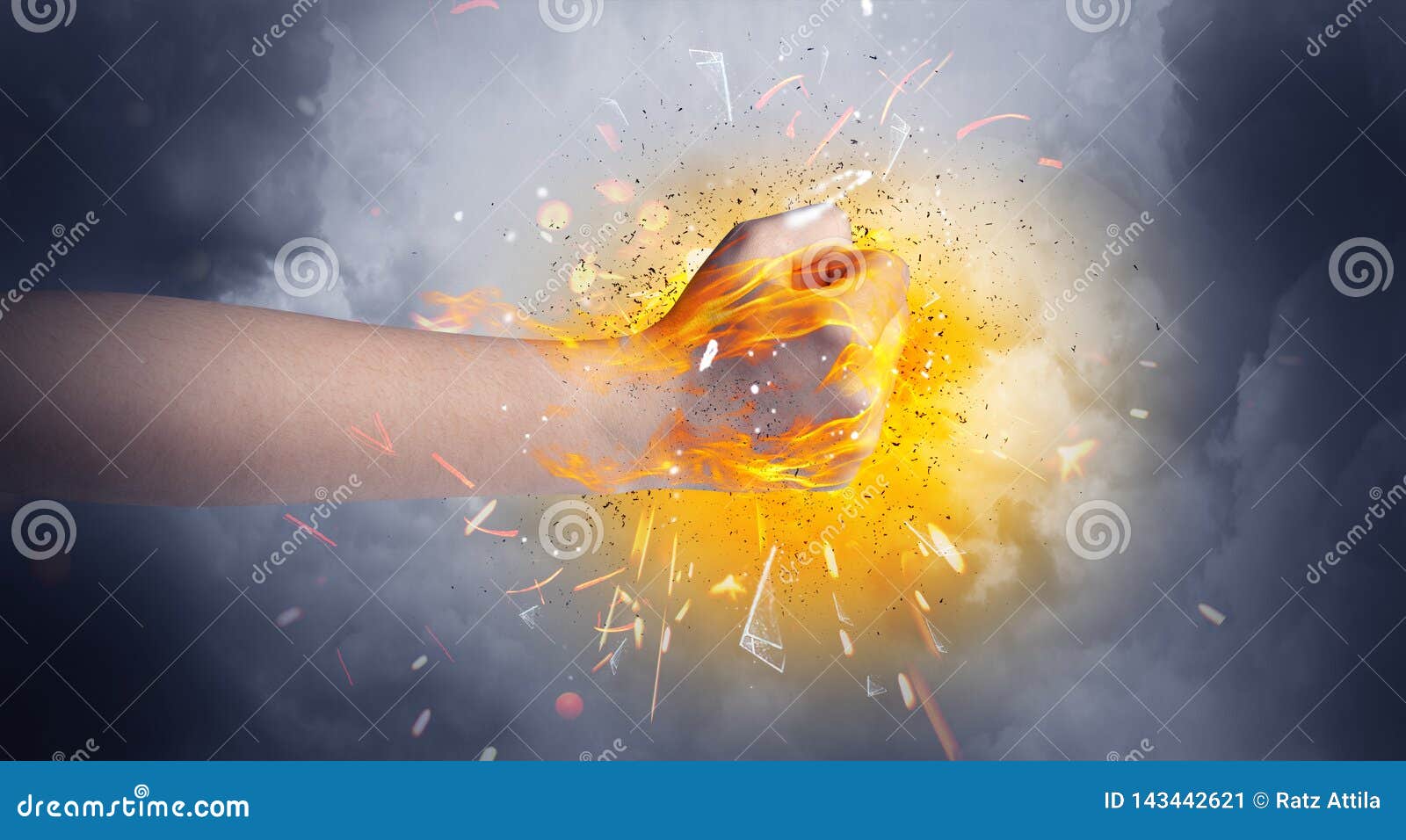 Hand Hits Intense and the Space Explodes Stock Image - Image of knock ...