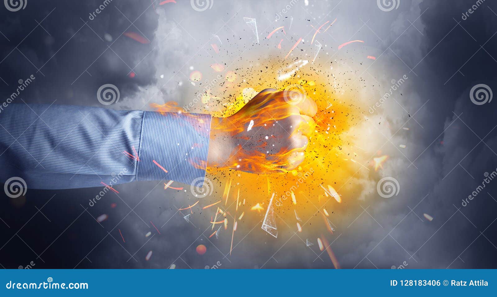 Hand Hits Intense and the Space Explodes Stock Photo - Image of intense ...
