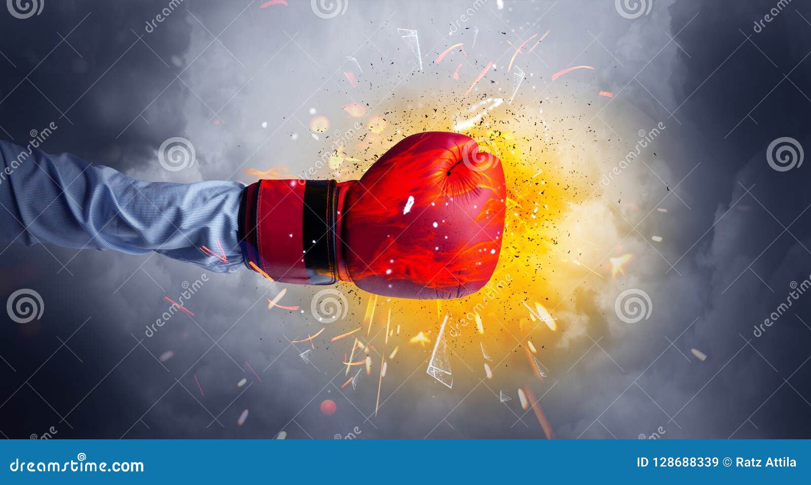 Hand Hits Intense and the Space Explodes Stock Image - Image of ...