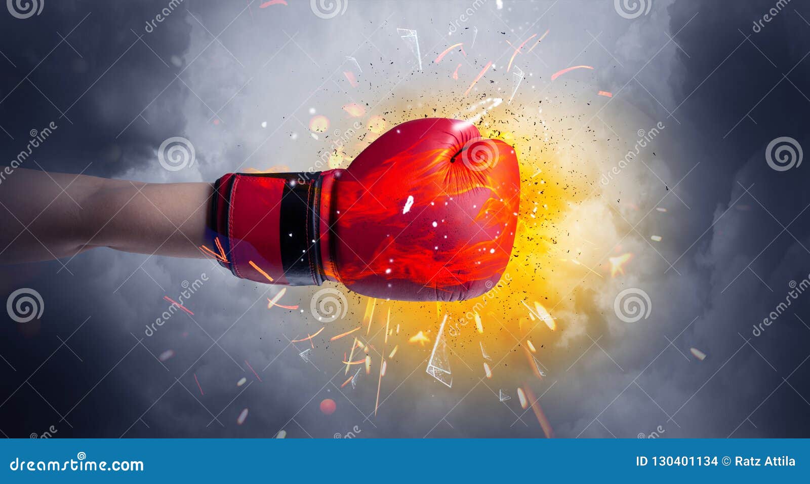 Hand Hits Intense and the Space Explodes Stock Photo - Image of ...