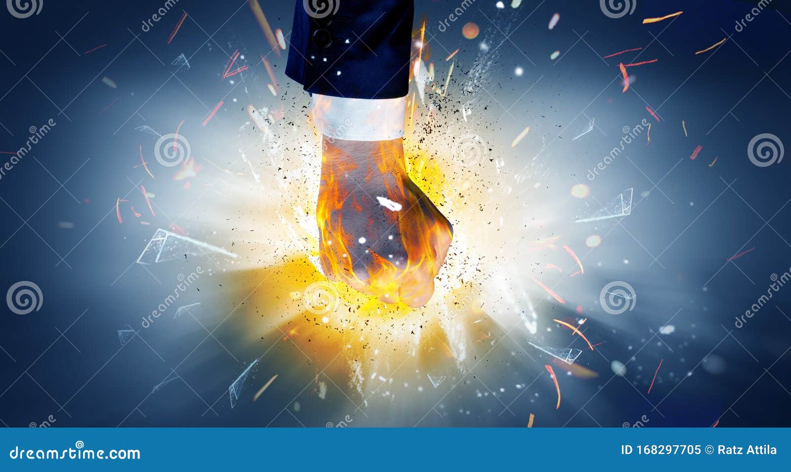 Hand Hits Intense and the Space Explodes Stock Image - Image of change ...