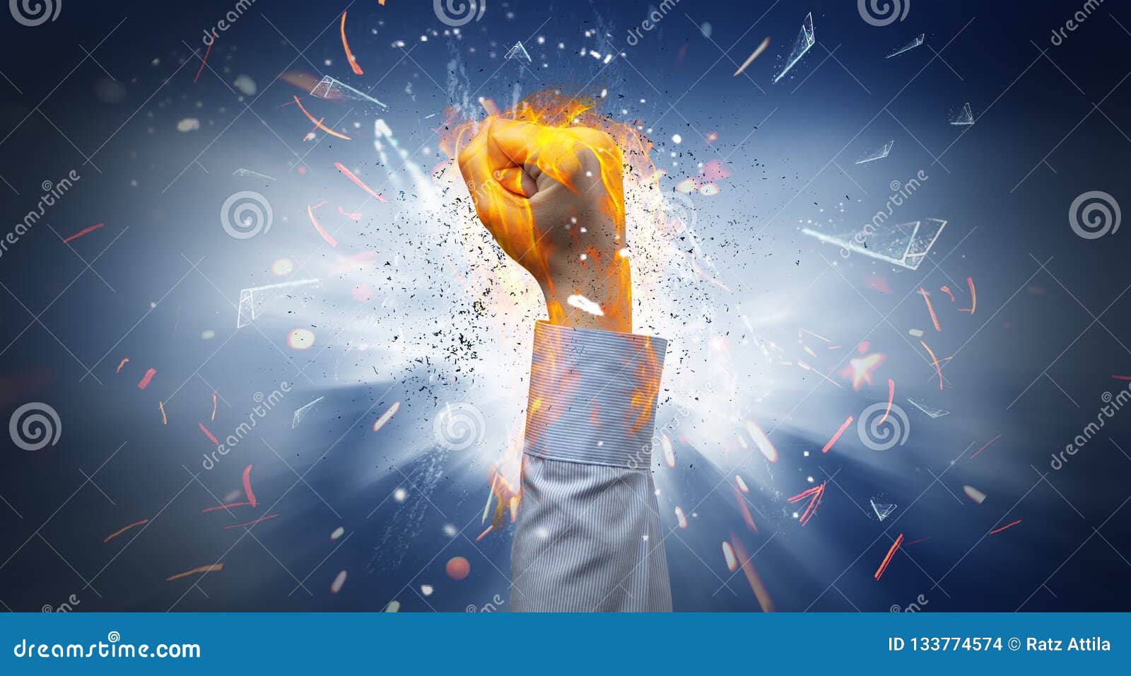 Hand Hits Intense and the Space Explodes Stock Photo - Image of fight ...