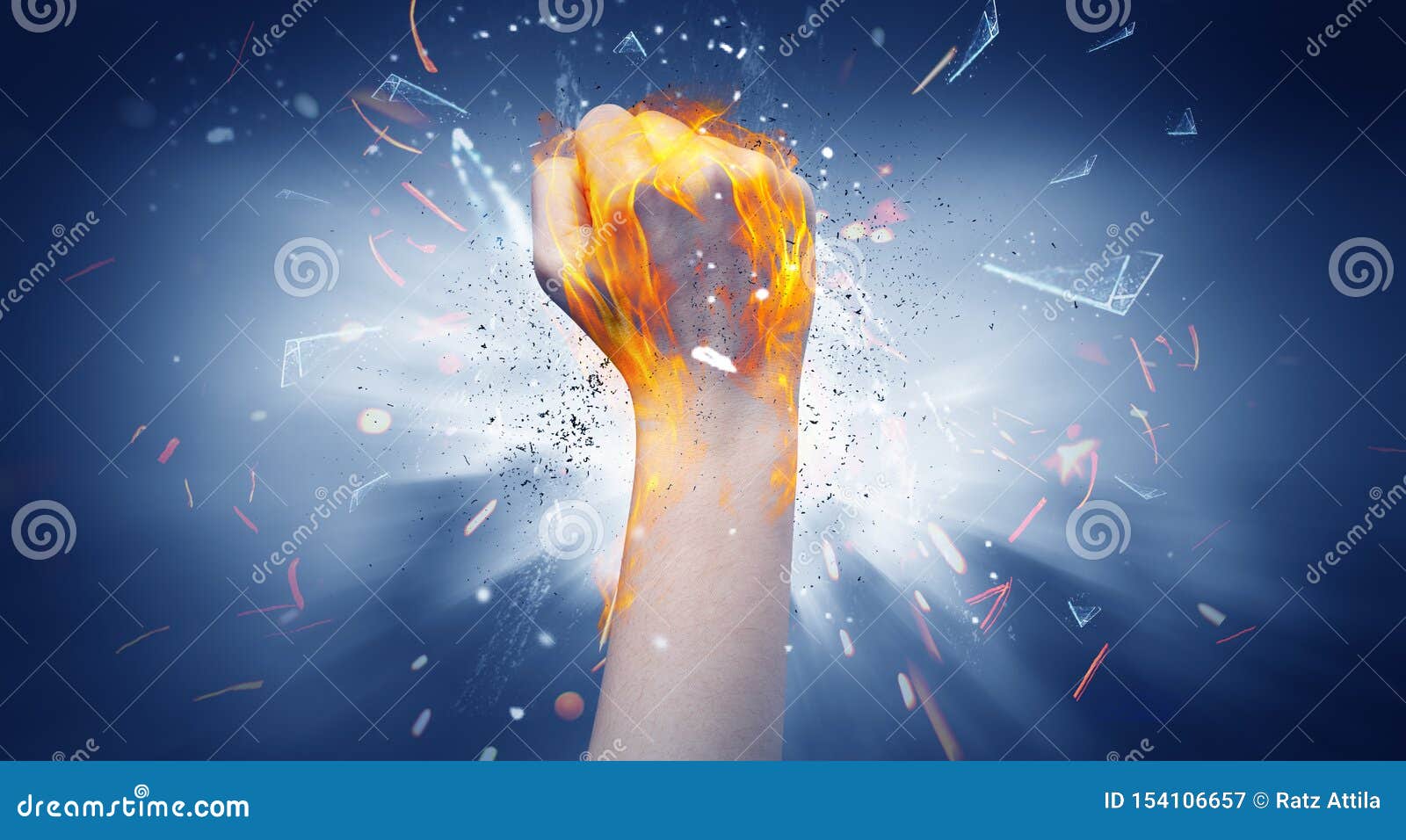 Hand Hits Intense and the Space Explodes Stock Image - Image of glove ...
