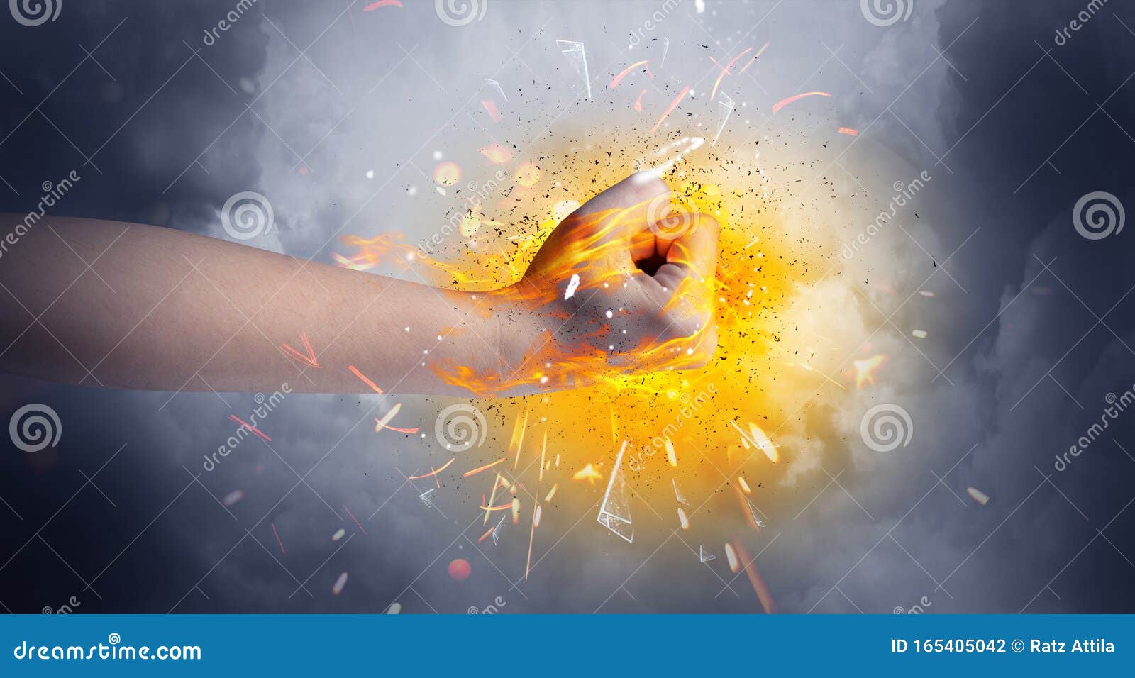 Hand Hits Intense and the Space Explodes Stock Photo - Image of fight ...