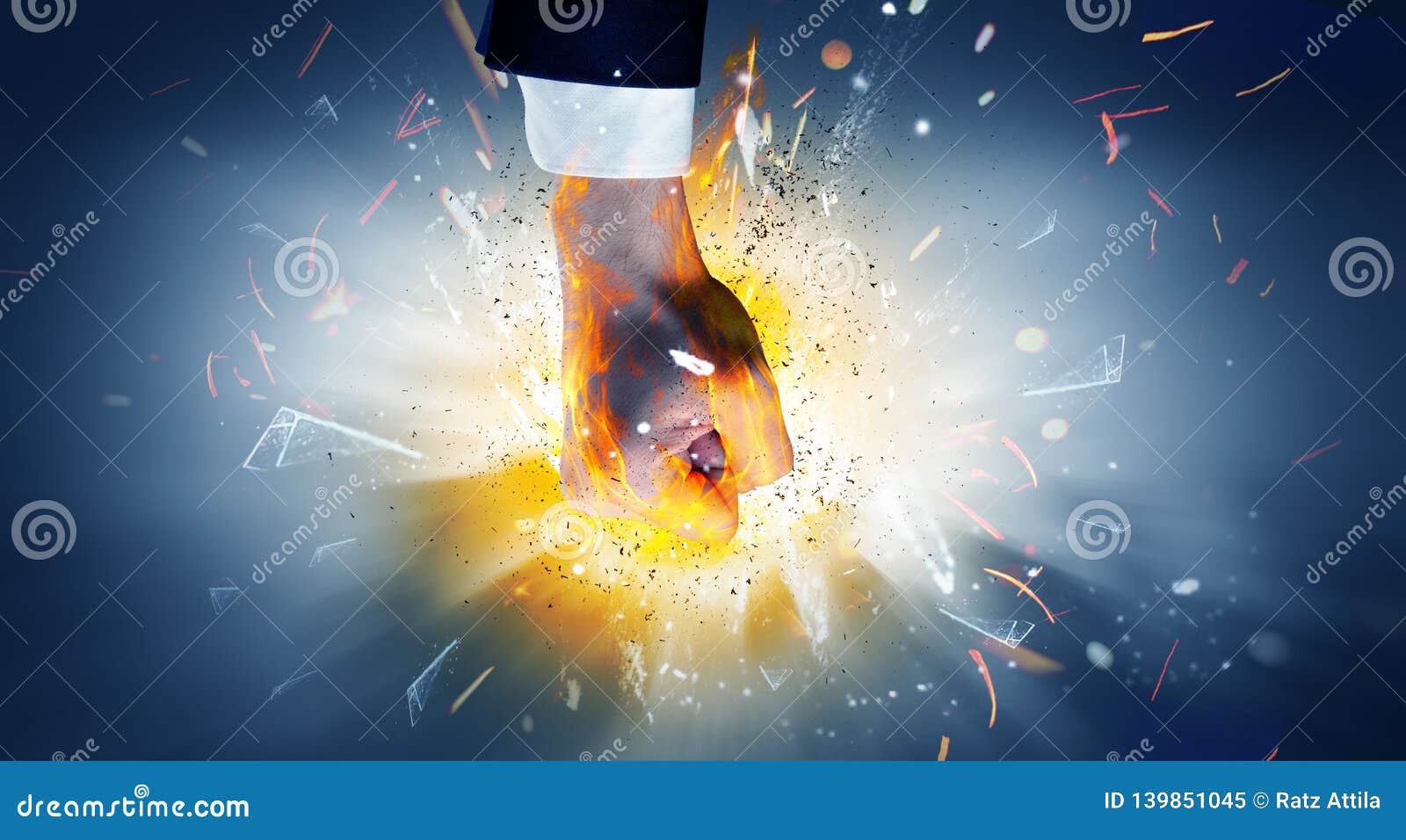Hand Hits Intense and the Space Explodes Stock Image - Image of hand ...